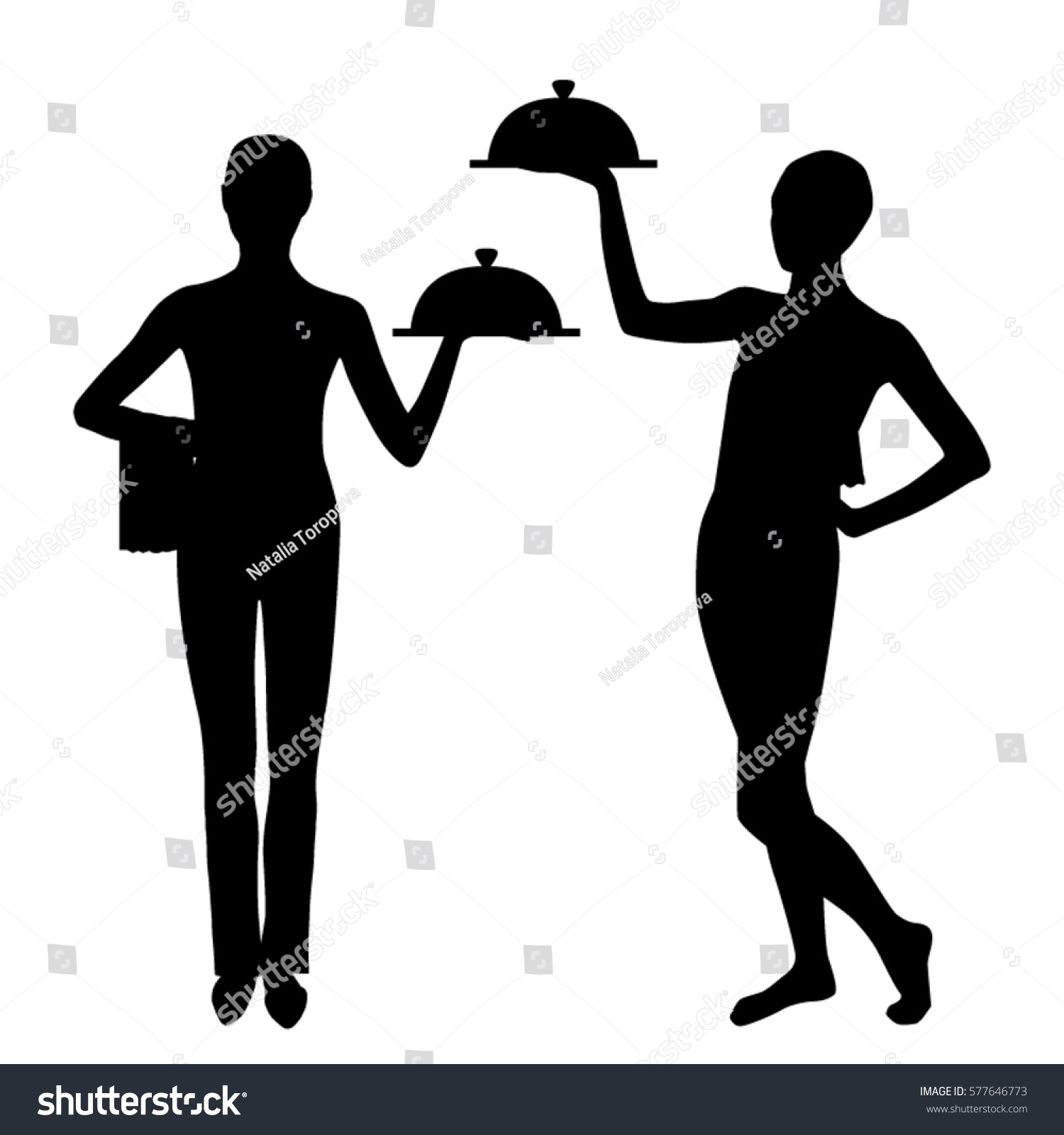 Two Waiter Silhouette Stock Vector (Royalty Free) 577646773 | Shutterstock