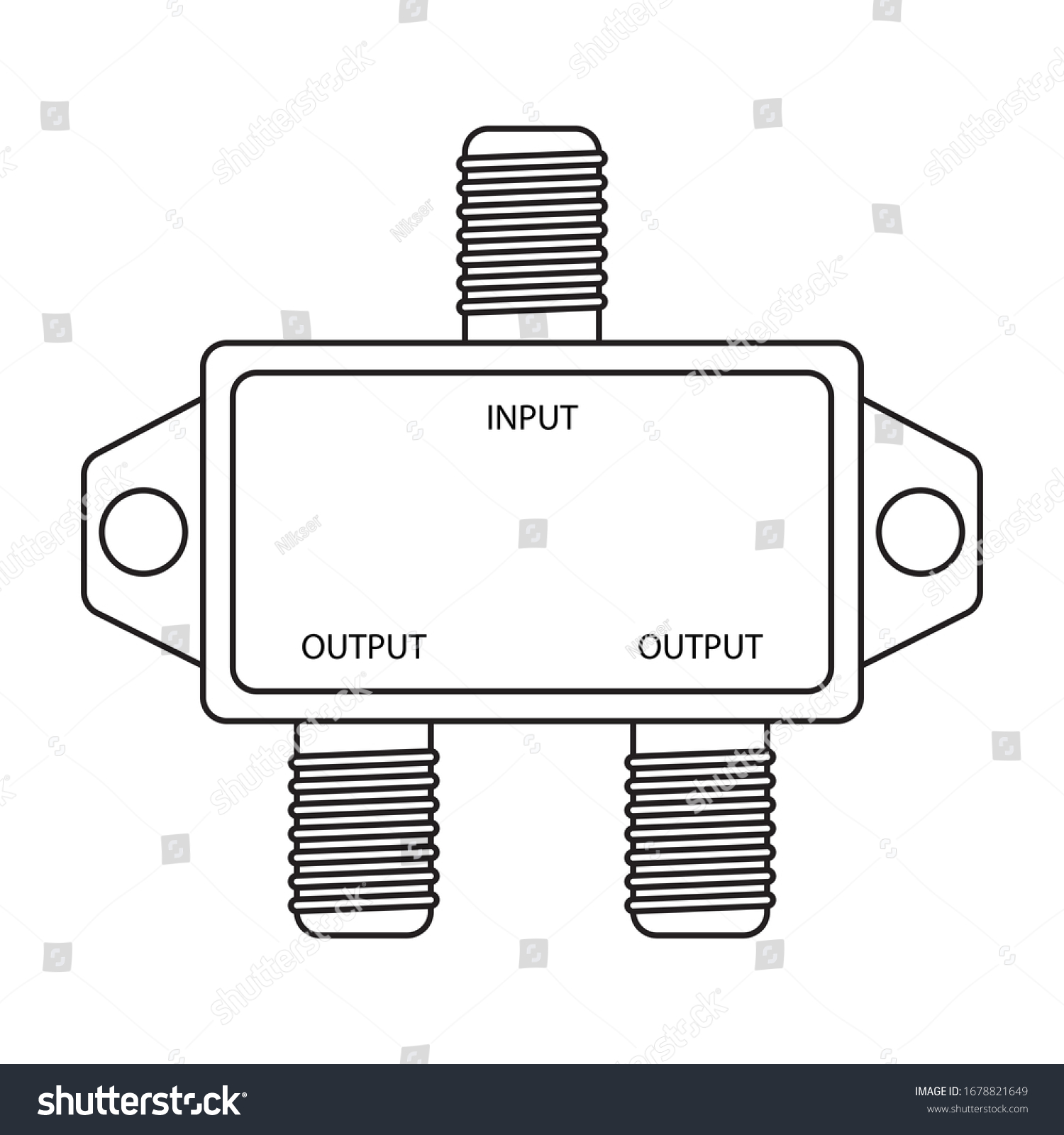 Two Way Coaxial Cable Splitter Stock Vector (Royalty Free) 1678821649