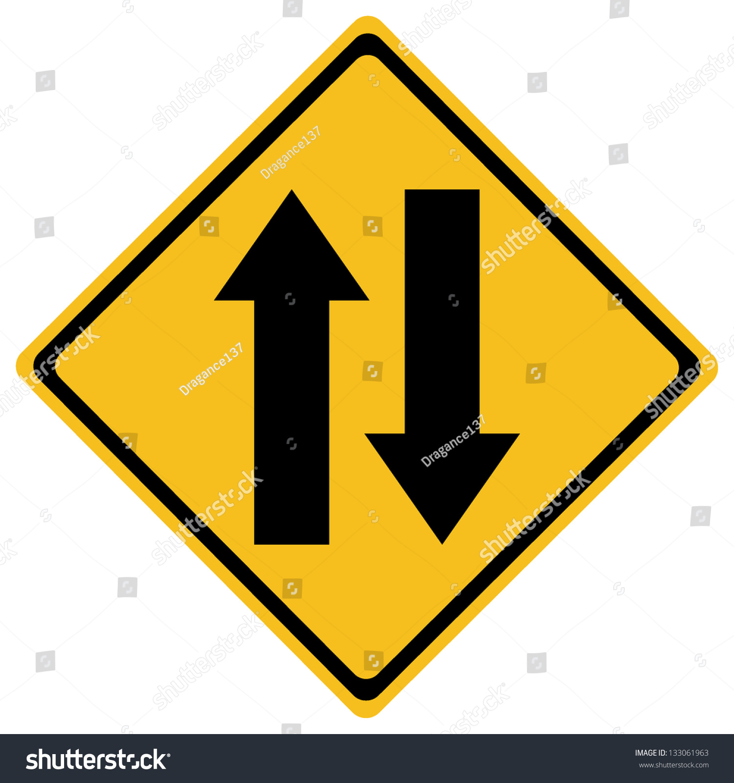 Two Way Traffic Sign Vector Illustration: เวกเตอร์สต็อก (ปลอดค่า ...