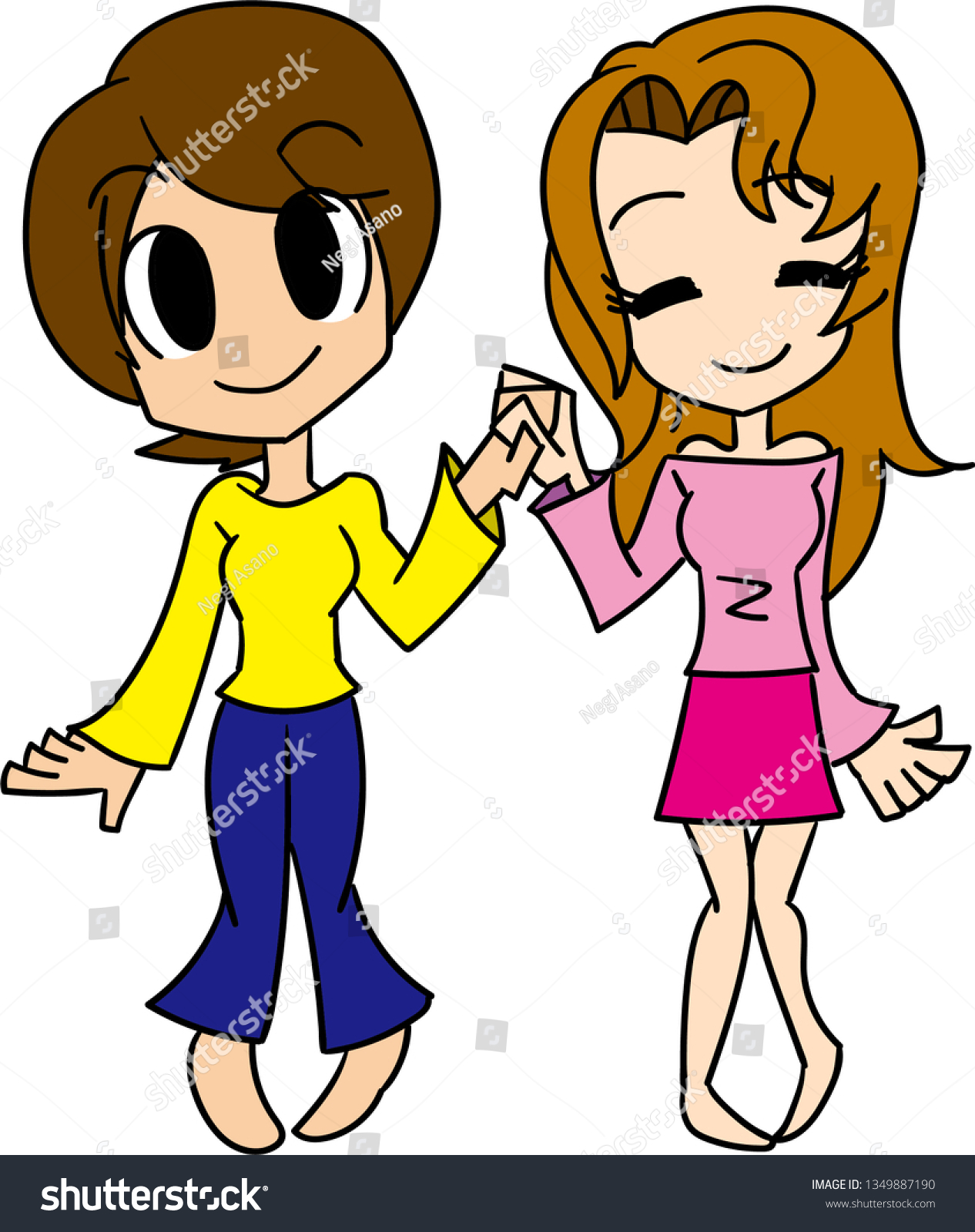 Two Women Holding Hands Stock Vector Royalty Free 1349887190