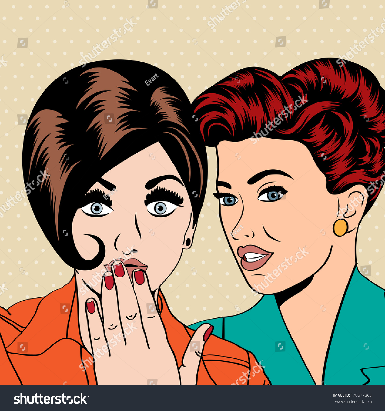 Two Young Girlfriends Talking Comic Art Stock Vector (Royalty Free ...