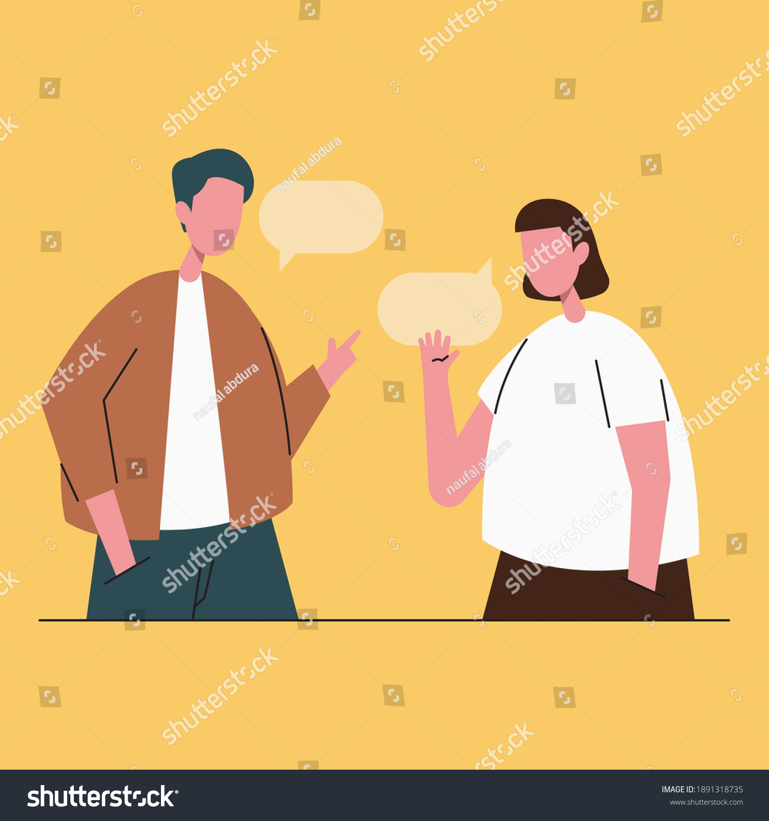 Two Young People Talking Stock Vector (Royalty Free) 1891318735