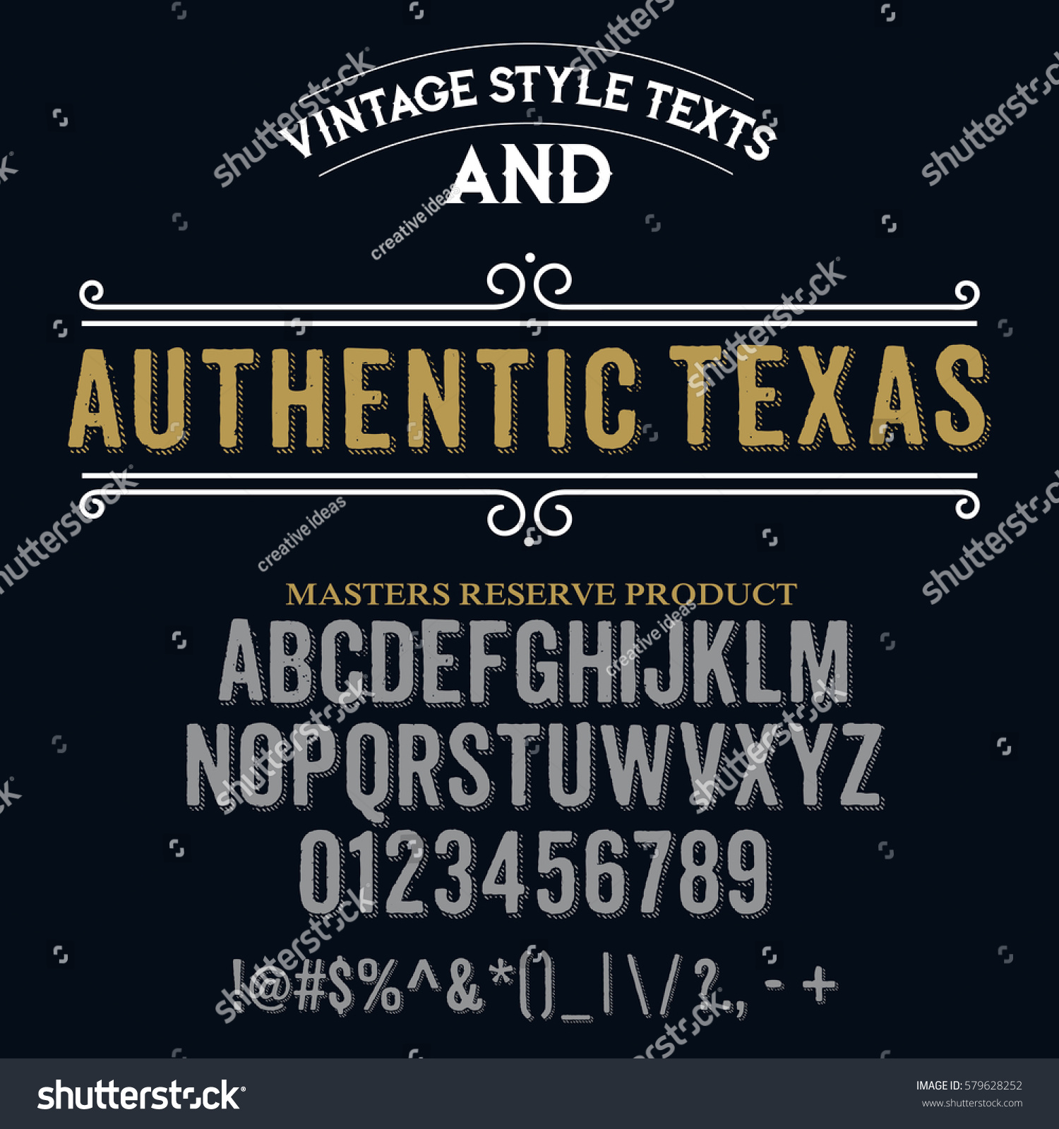 Typeface Label Authentic Texas Typeface Labels Stock Vector (Royalty ...