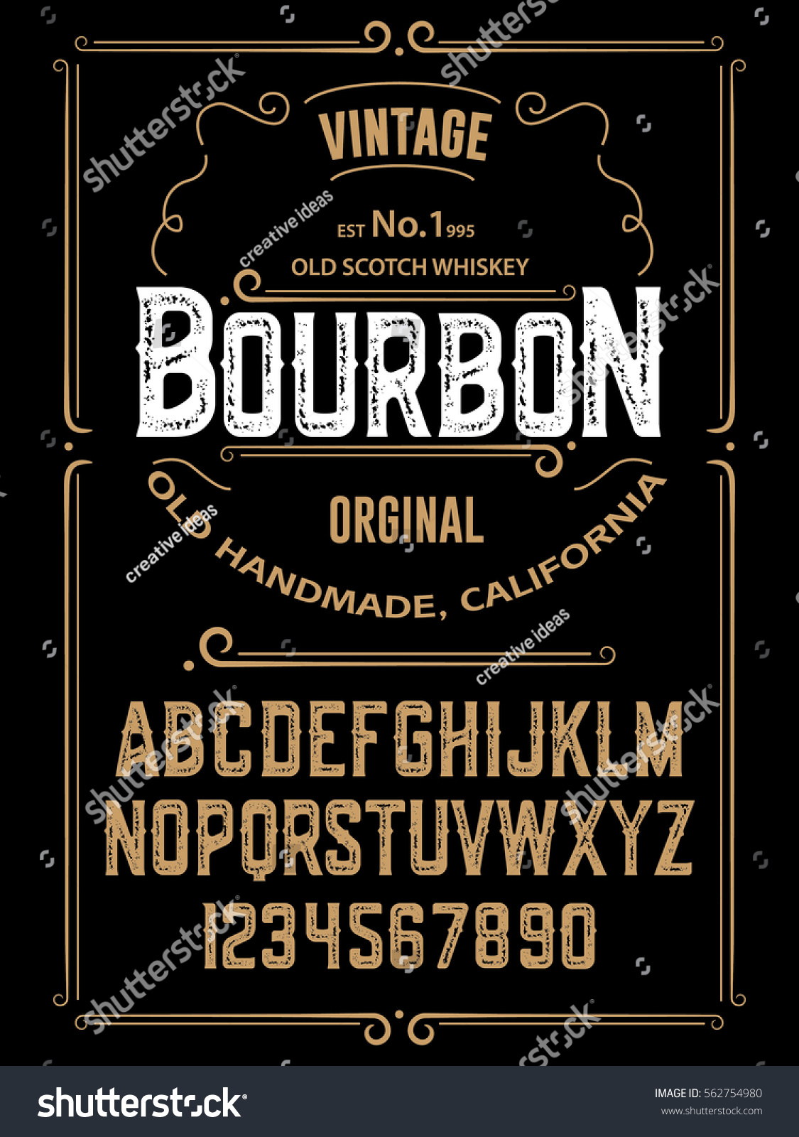 Typeface Label Bourbon Typeface Labels Different: vector de stock ...