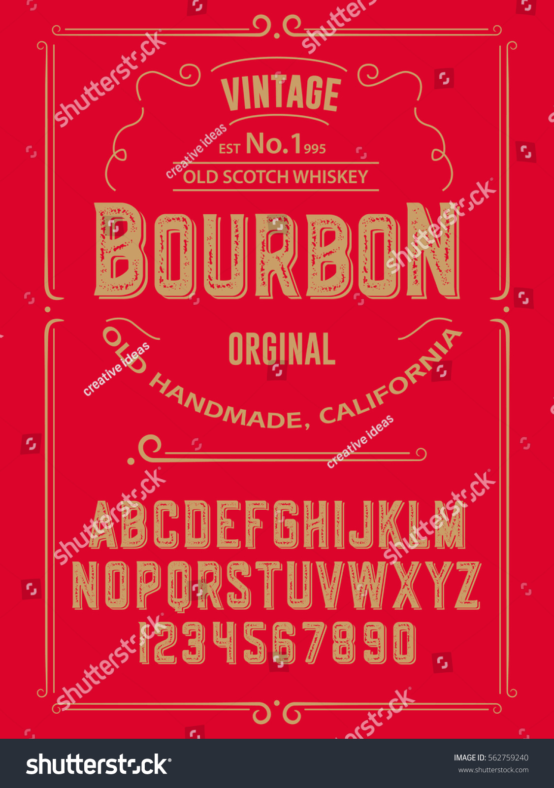 Vektor Stok Typeface Label Bourbon Typeface Labels Different (Tanpa ...