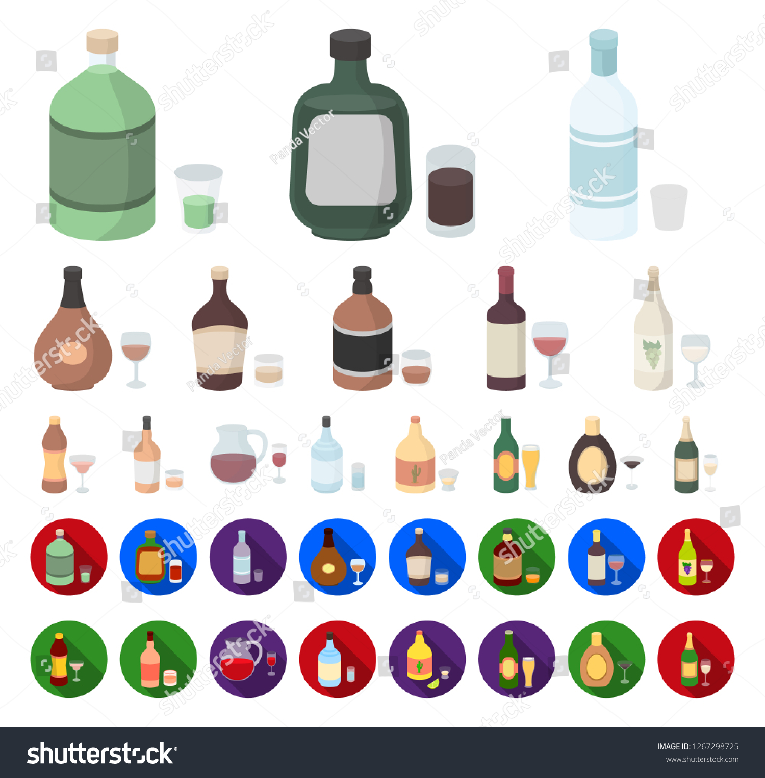 Types Alcohol Cartoonflat Icons Set Collection Stock Vector (Royalty ... Types Alcohol Cartoonflat Icons Set Collection Stock Vector (Royalty ...