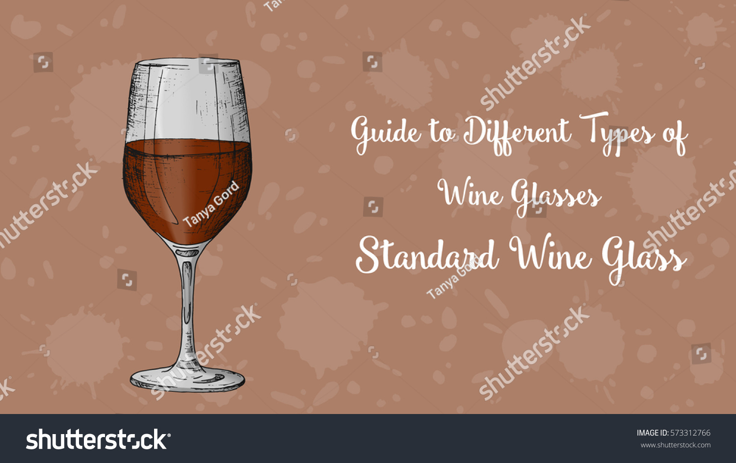 Types Wine Glasses Vector Illustration Sketch เวกเตอร์สต็อก ปลอดค่า