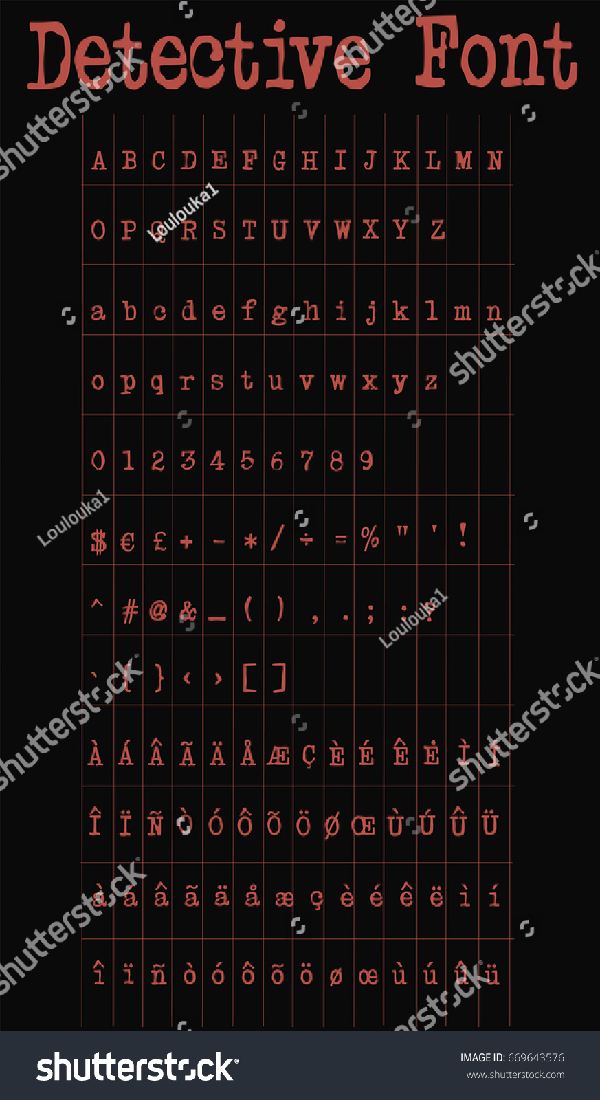 Typewriter Font Vector Red Detective Font Stock Vector (Royalty Free ...