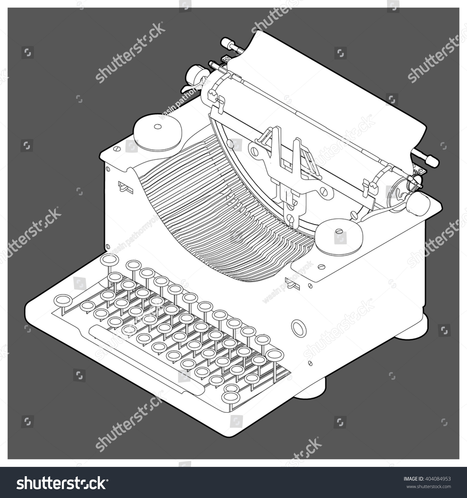 Typewriter Modeling Sketch 3d Stock Vector (Royalty Free) 404084953 ...