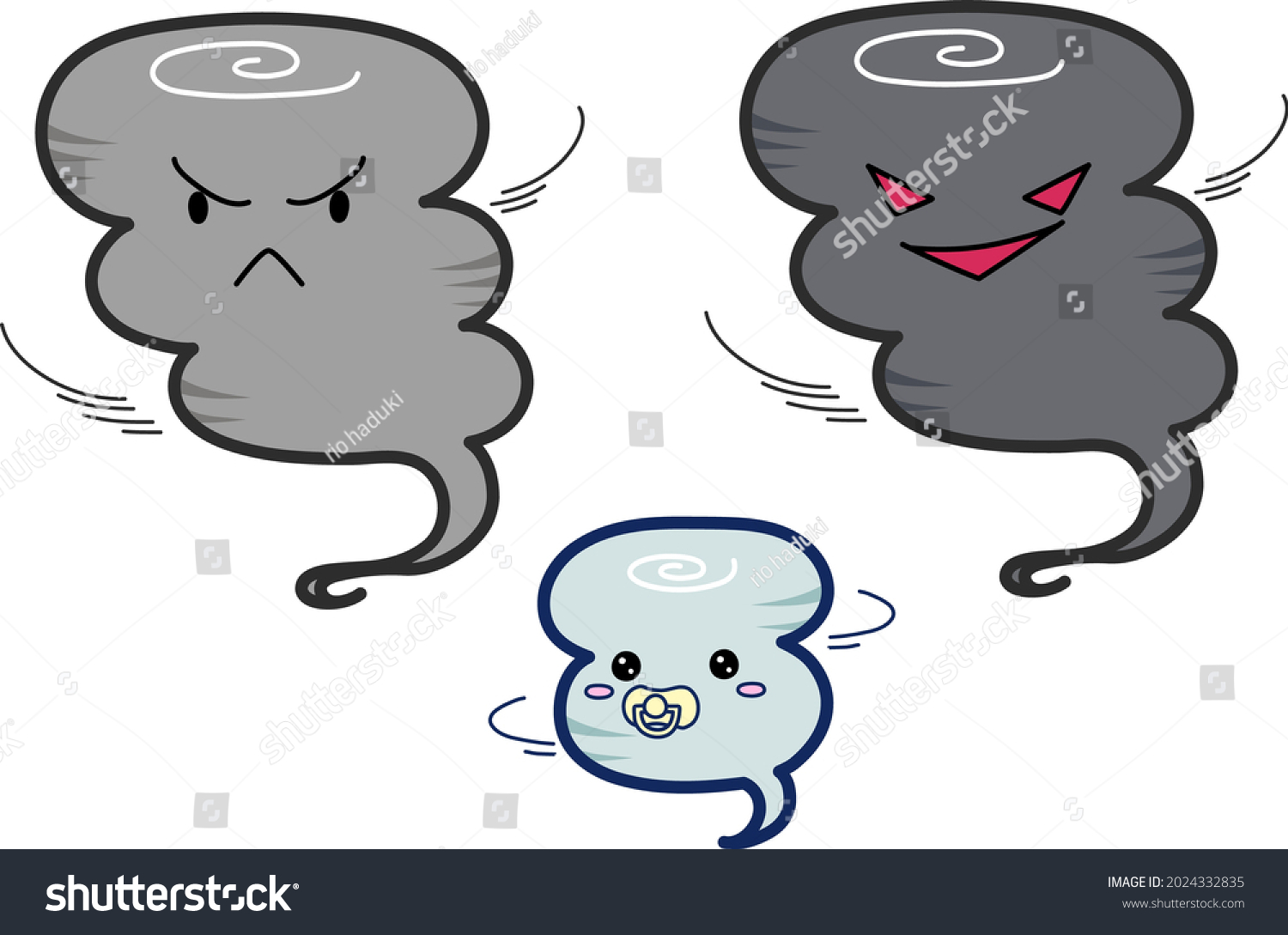 Typhoon Set Cute Face Stock Vector (Royalty Free) 2024332835 | Shutterstock