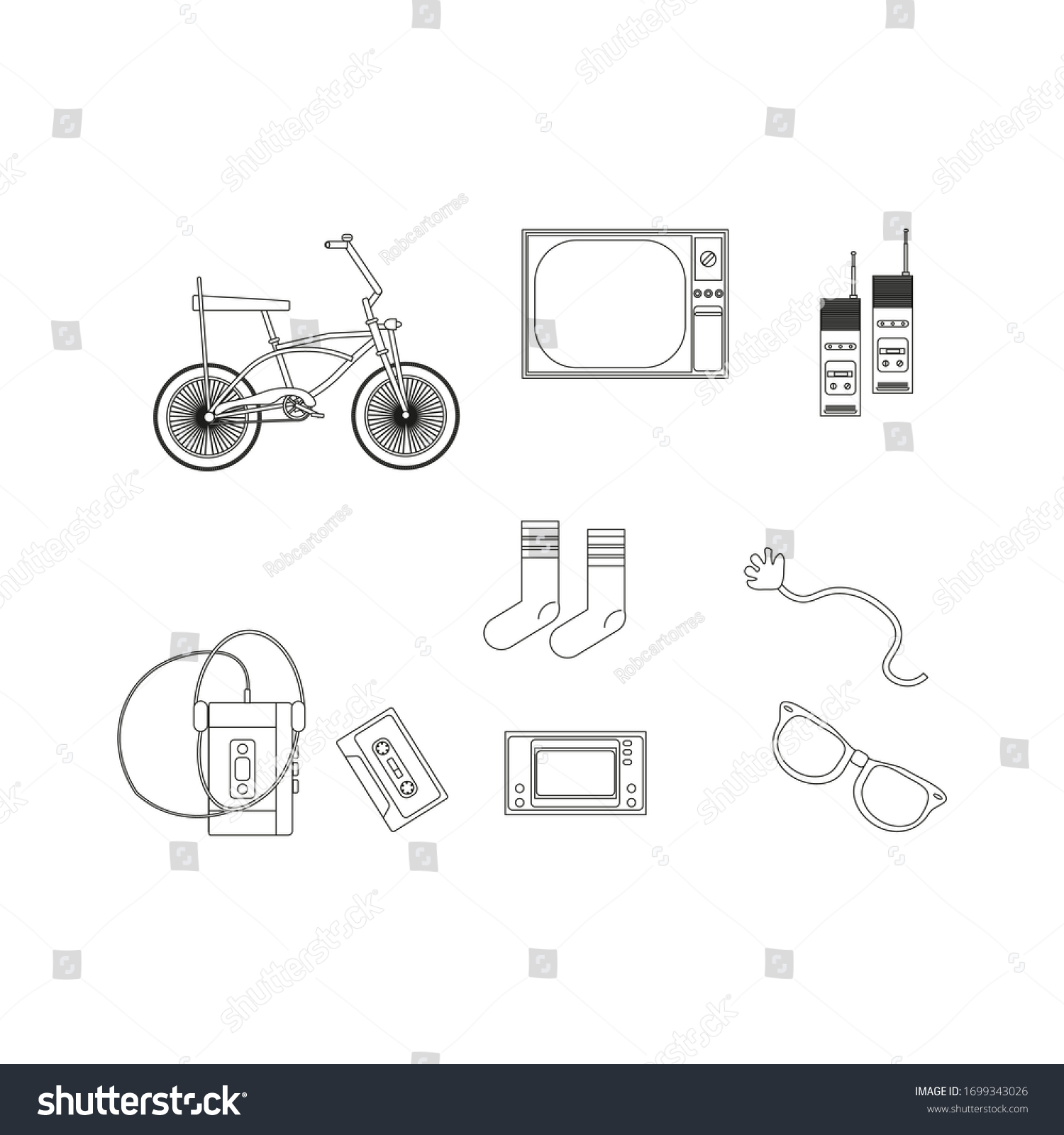 Typical Objects 80s On White Background Stock Vector (Royalty Free ...