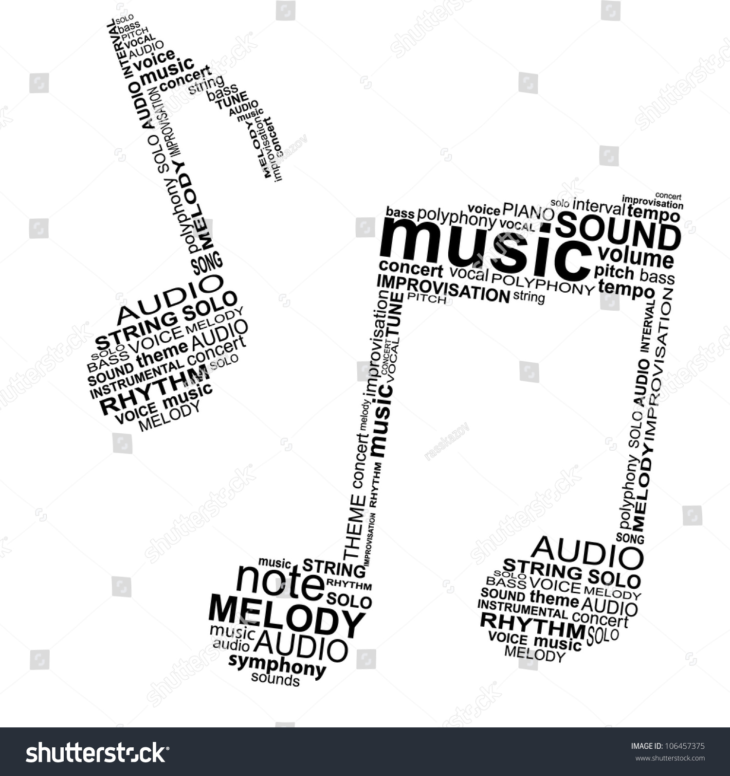 Typographic Musical Notes Vector Illustration: เวกเตอร์สต็อก (ปลอดค่า ...