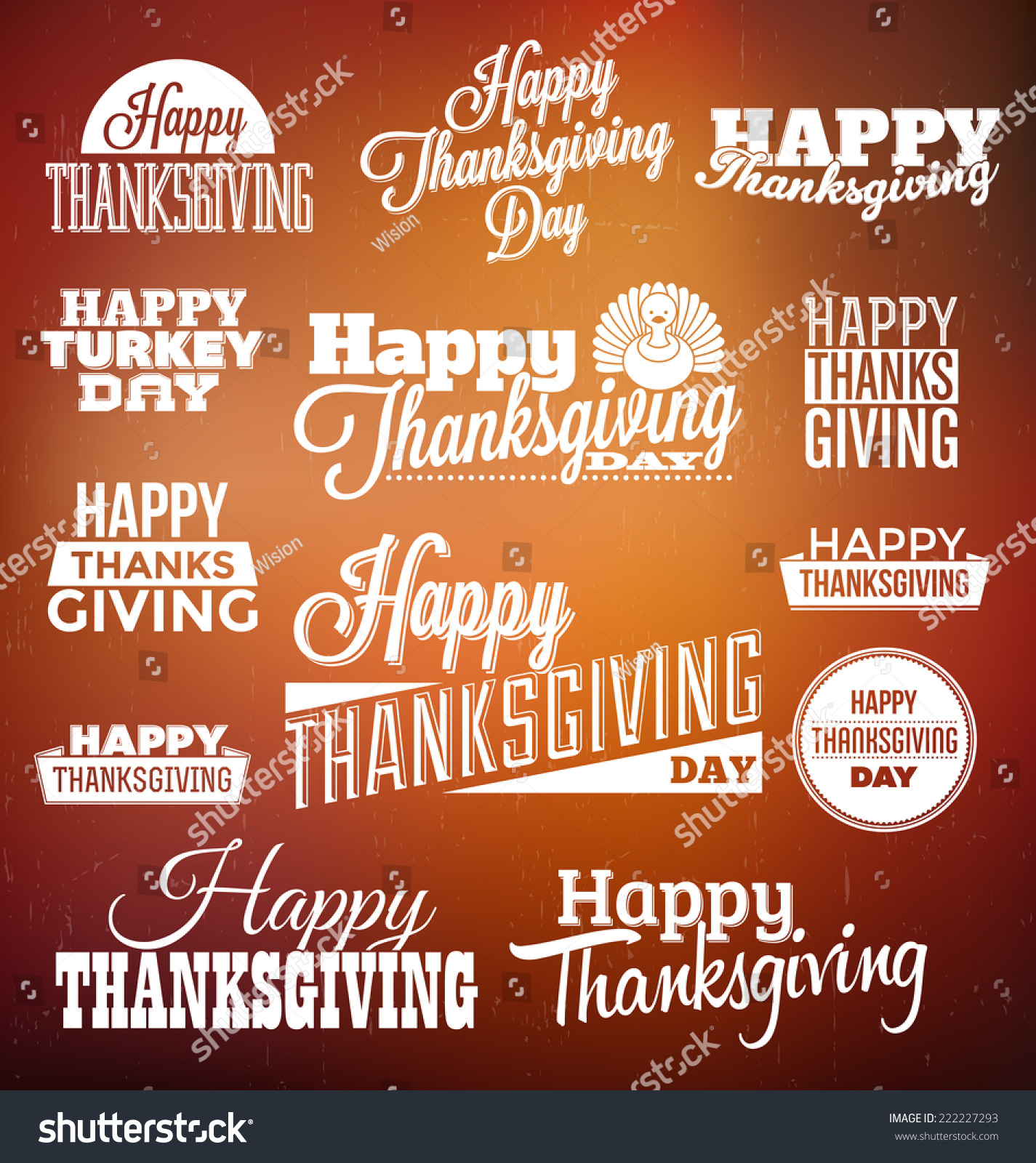 Typographic Thanksgiving Design Set Lager-vektor 222227293 : Shutterstock