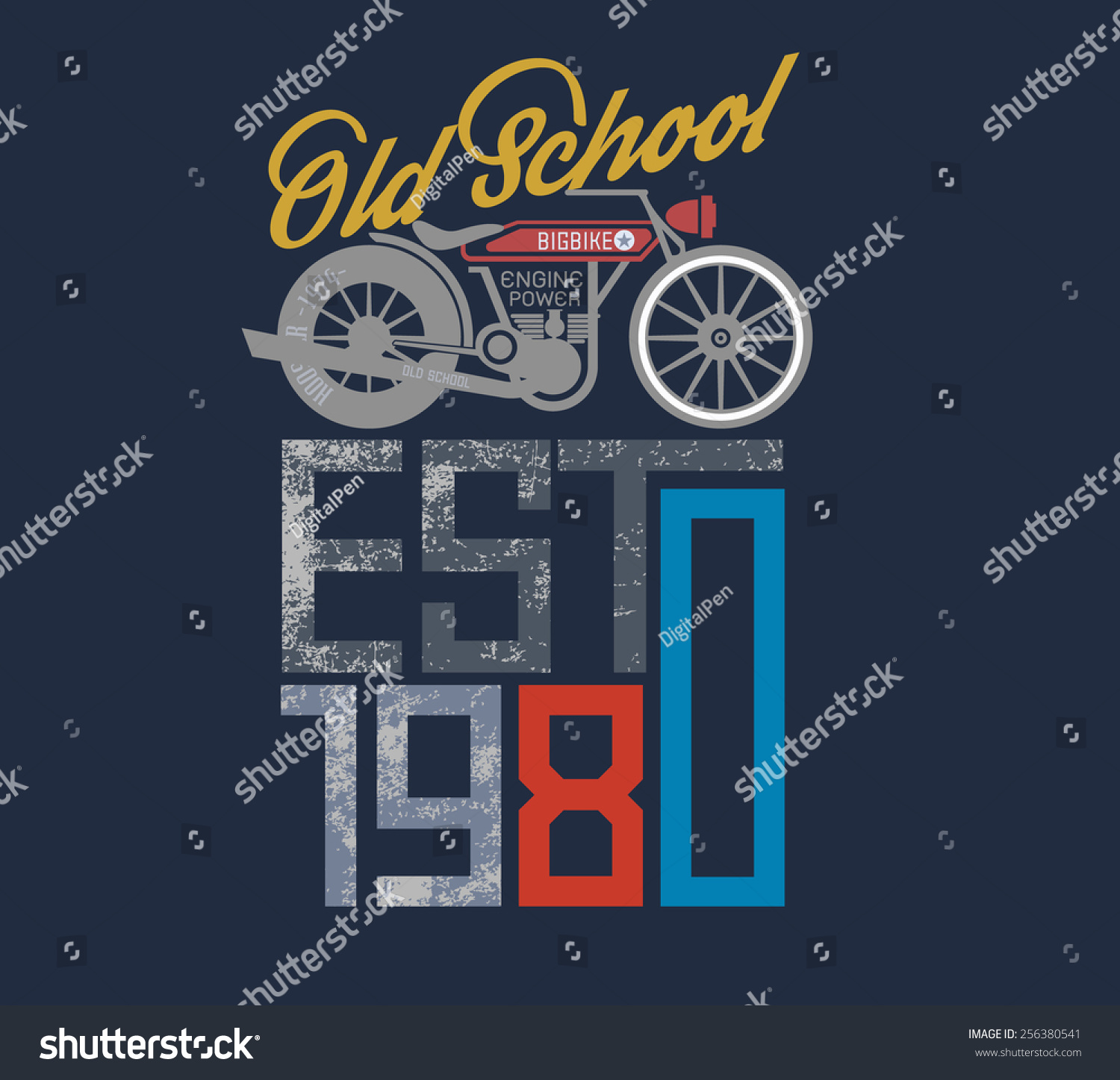 Typography Design Motor Cycle Classic: vector de stock (libre de ...