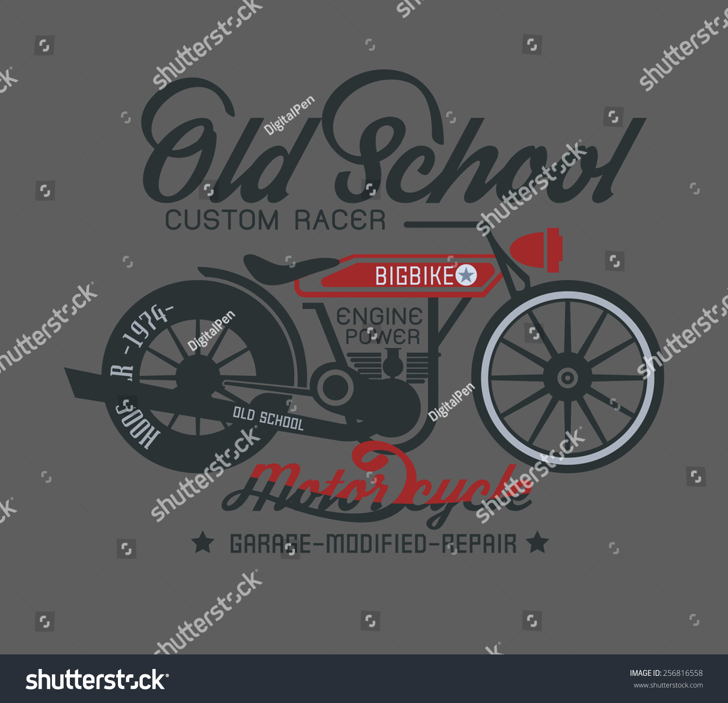 Typography Design Motor Cycle Classic Stock Vector (Royalty Free ...