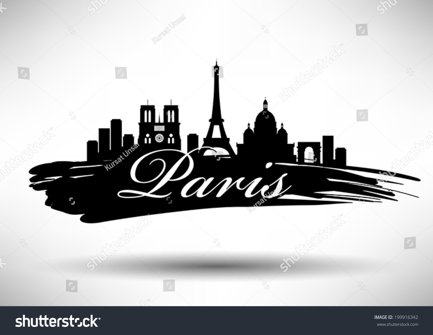 Typography Design Paris Landmarks Stock Vector (Royalty Free) 199916342 ...