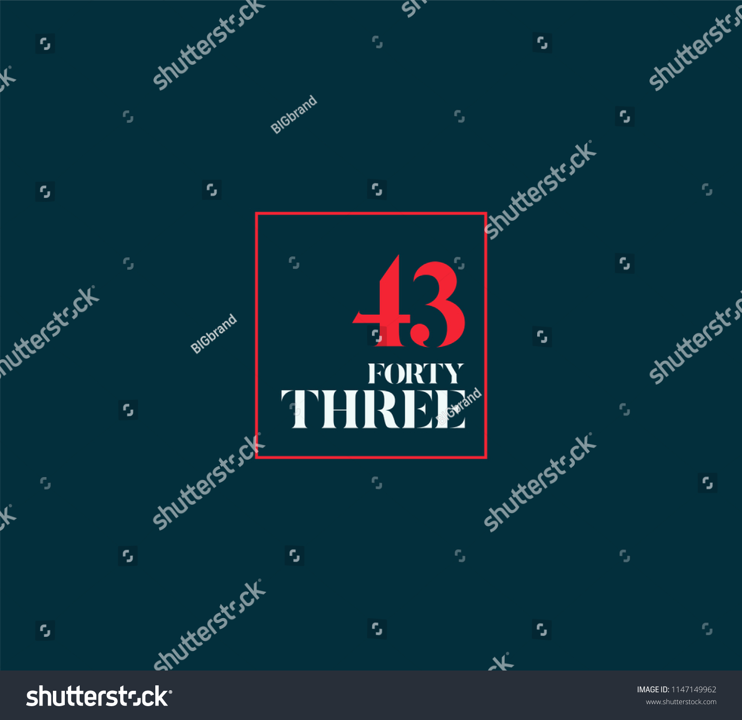 Typography Forty Three Digit 43 Logo Stock Vector (Royalty Free) 1147149962
