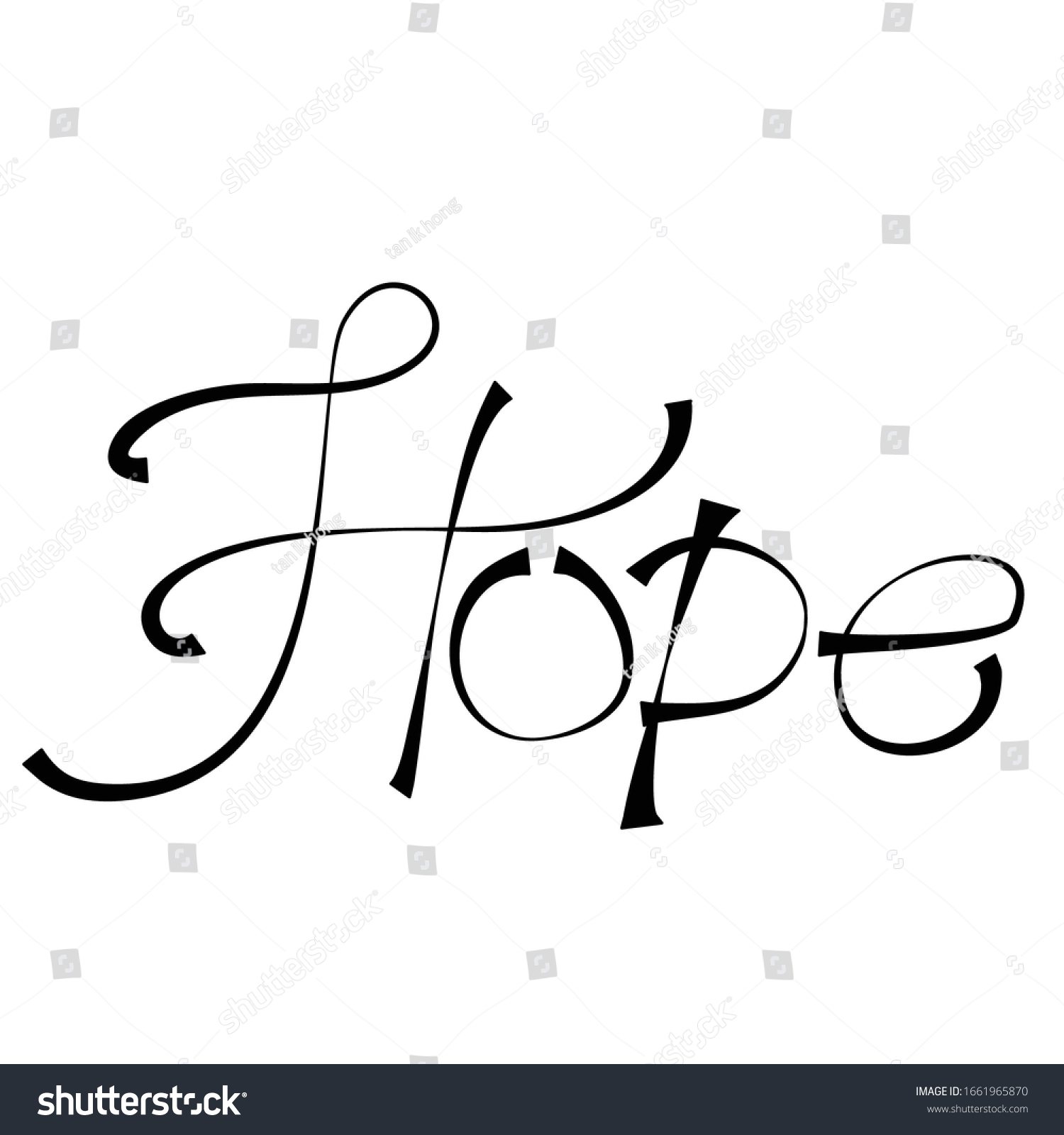 Typography Hand Drawing Calligraphy Illustration Stock Vector (Royalty ...