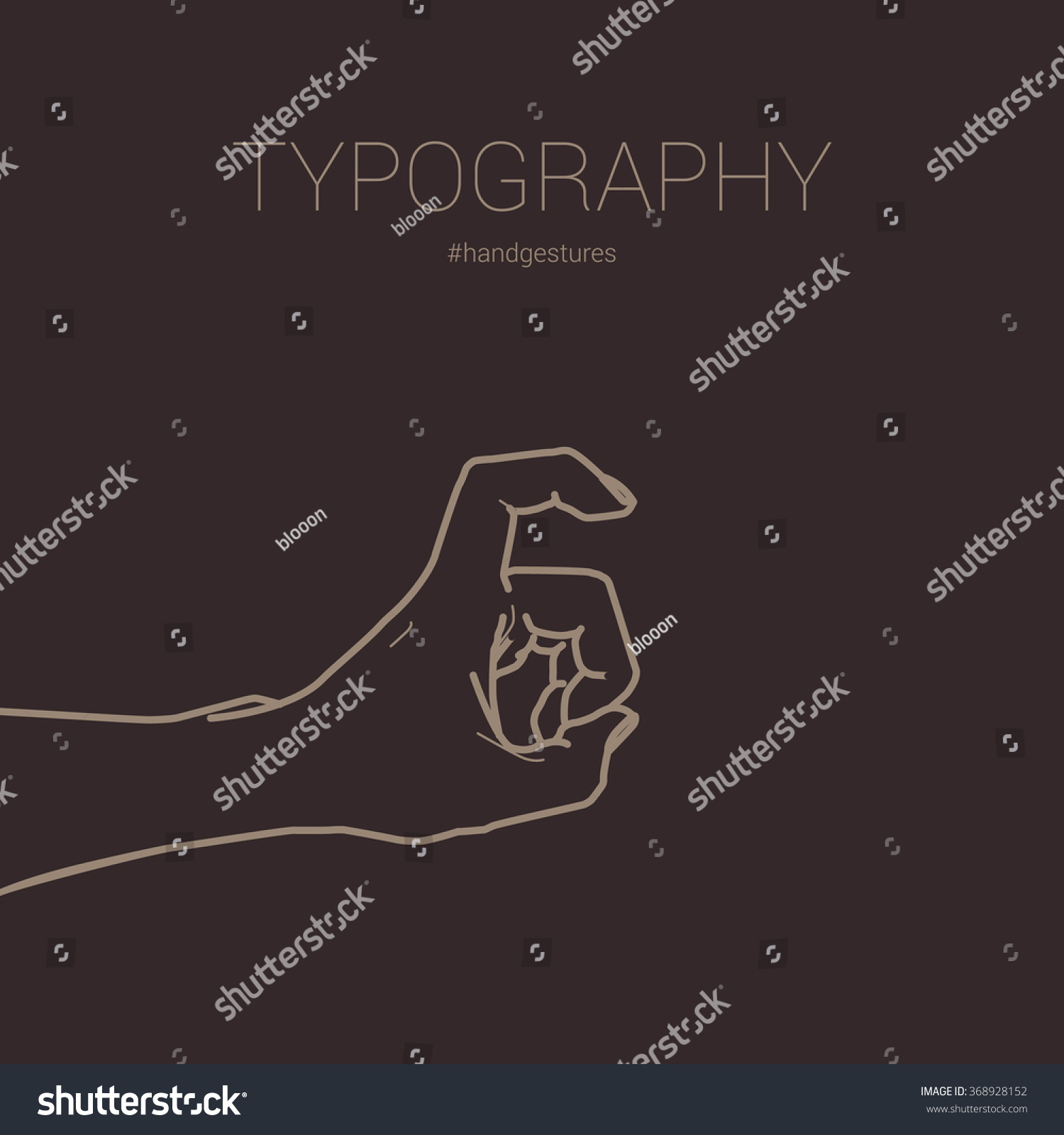 Typography Hand Gesture Isolated Vector Line Stock Vector (Royalty Free ...