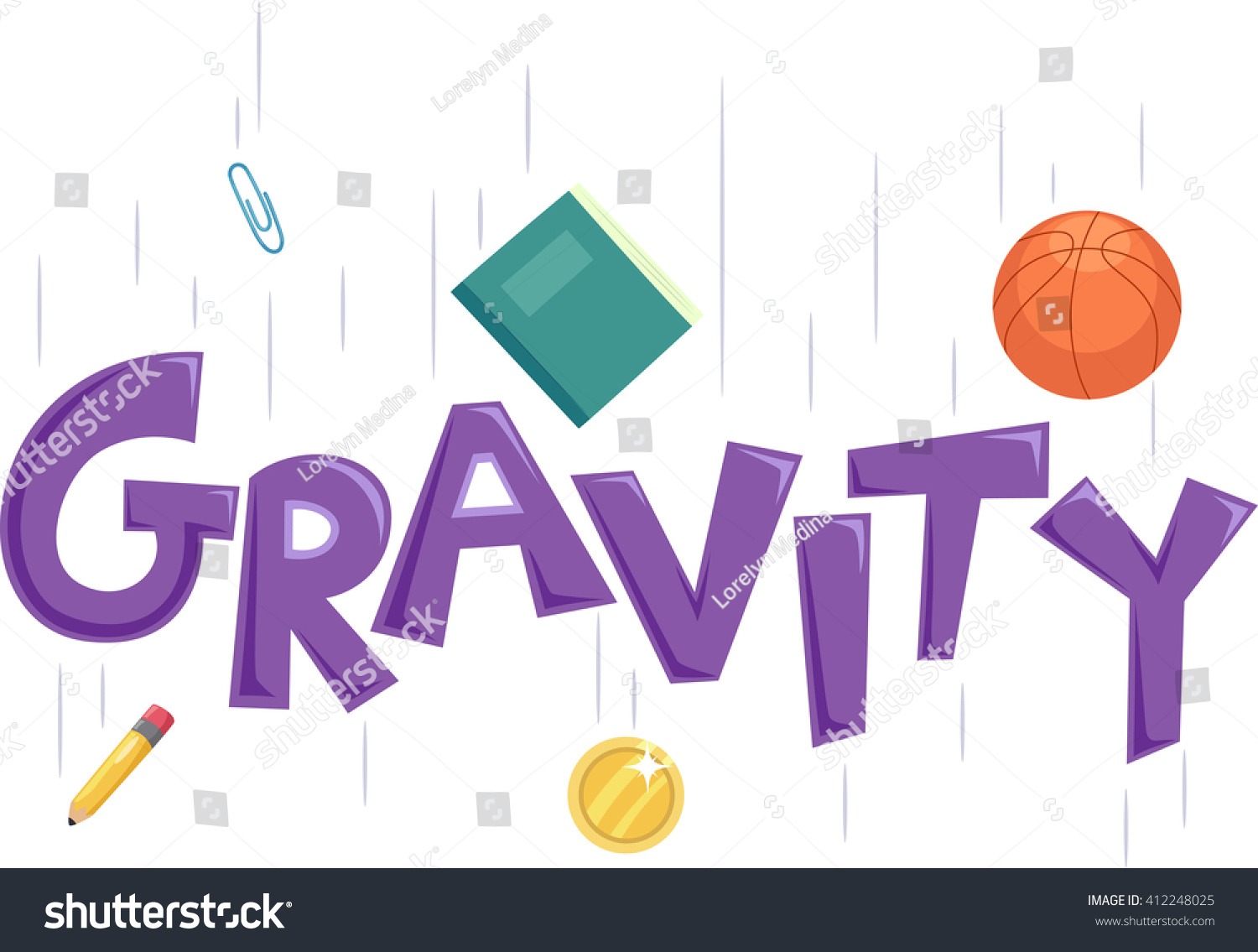Typography Illustration Depicting Gravity Stock Vector (Royalty Free ...