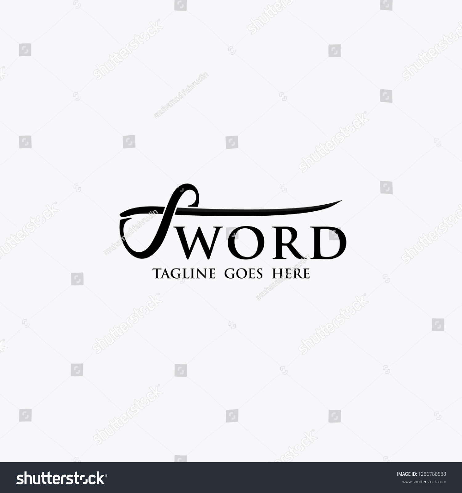 Typography Logo Designs Unique Sword Stock Vector (Royalty Free) 1286788588