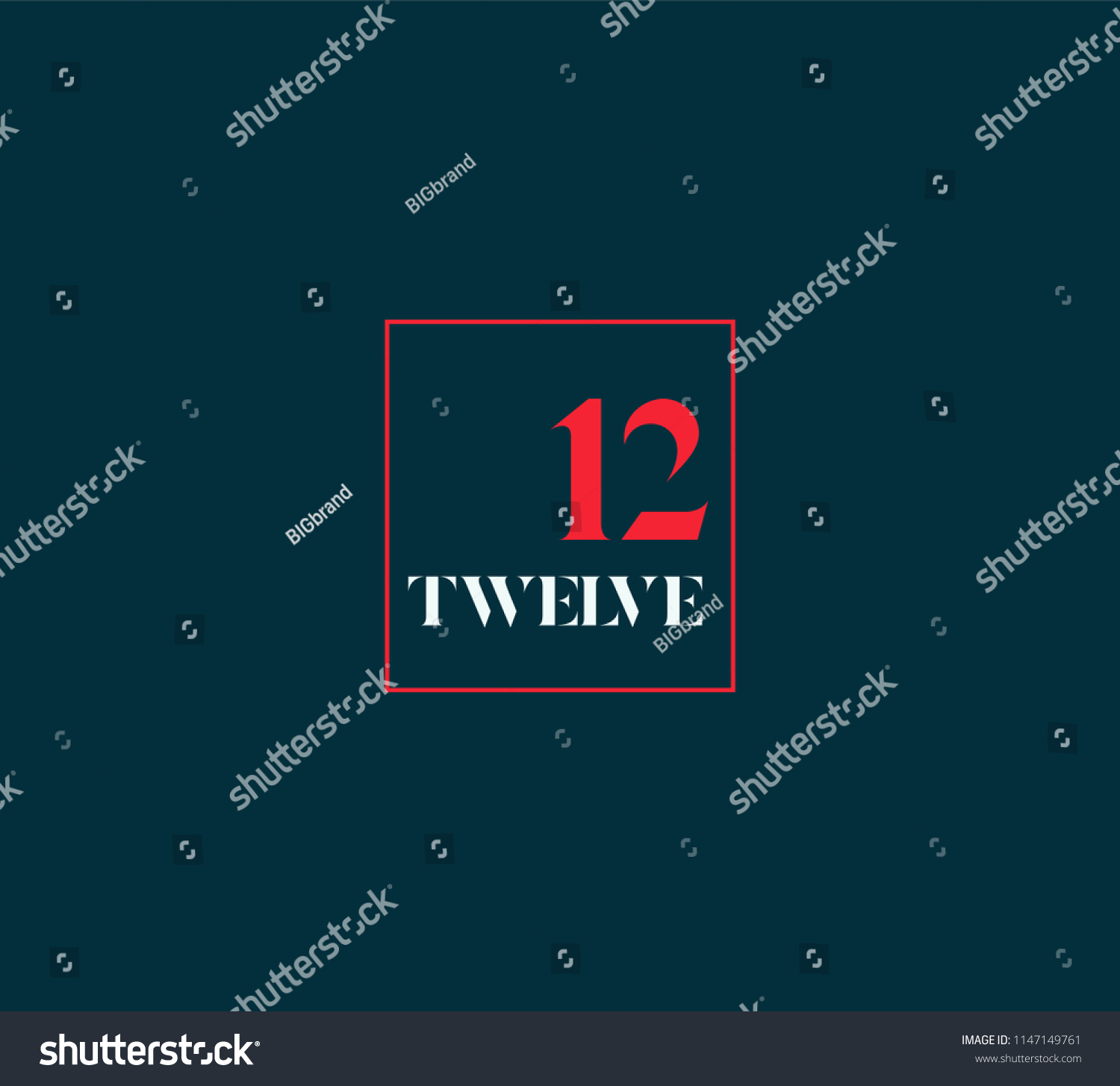 Typography Twelve Digit 12 Logo Icon Stock Vector (Royalty Free ...