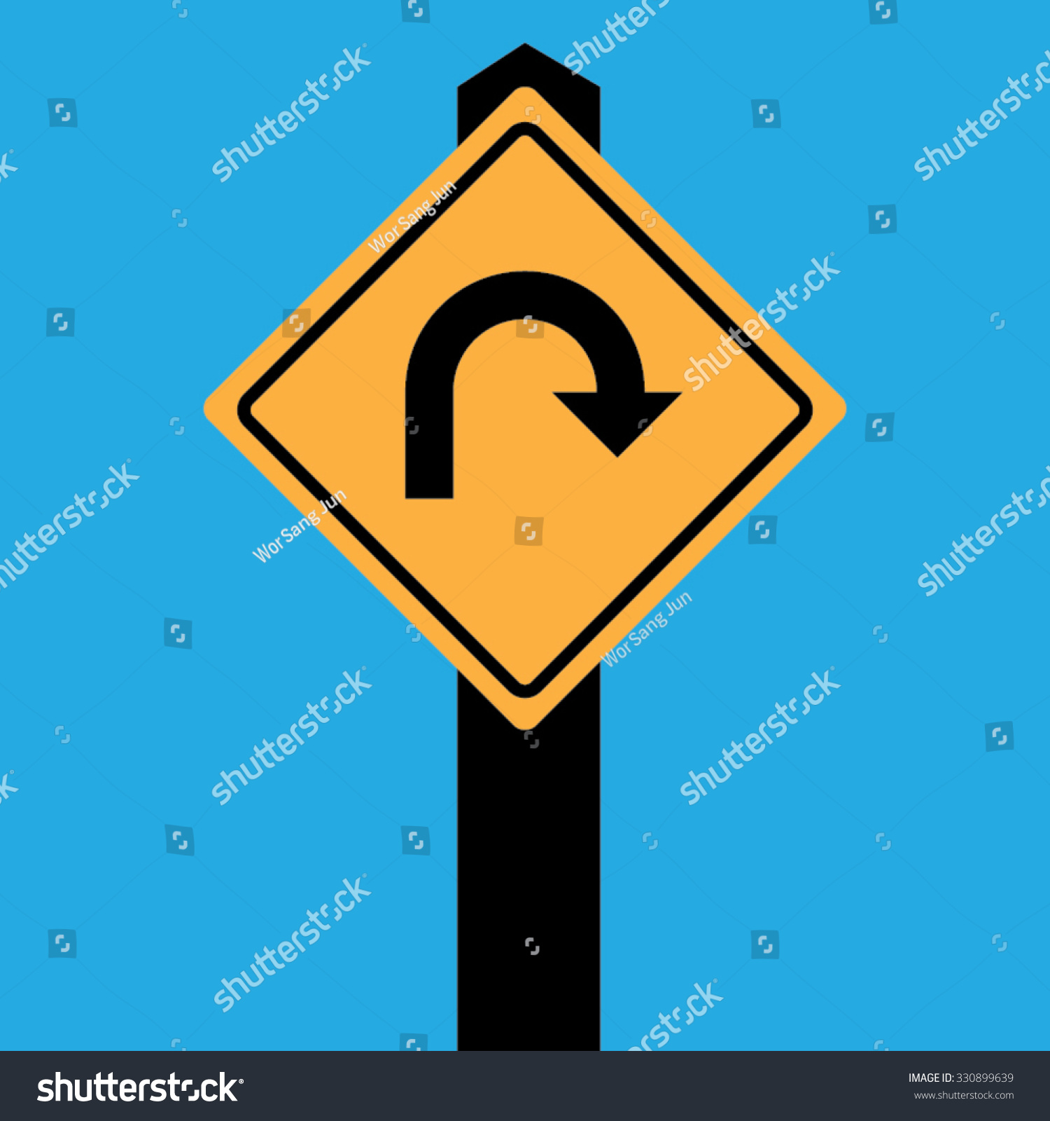 Uturn Sign Boardvector Stock Vector (Royalty Free) 330899639