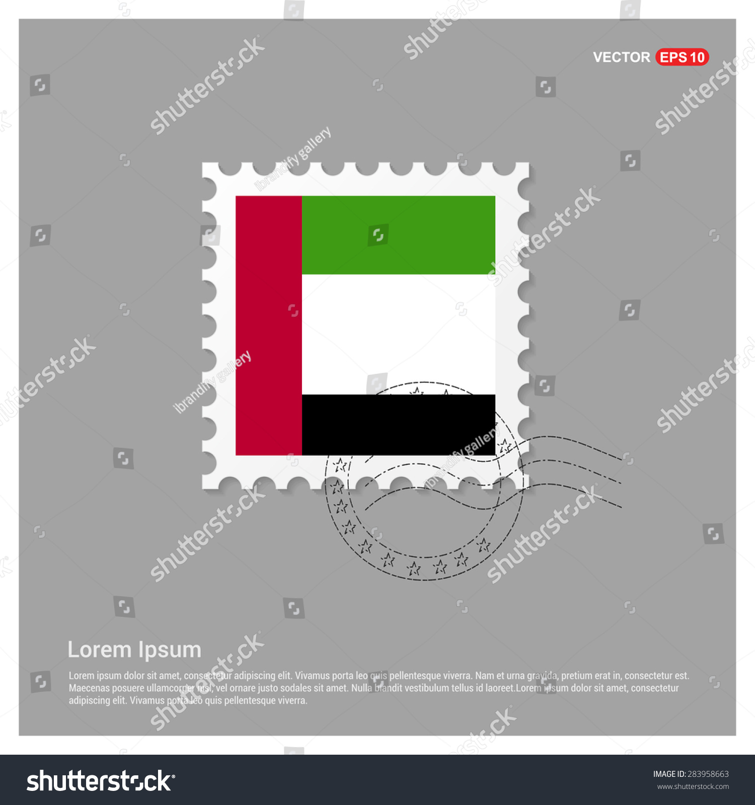 Uae Flag Postage Stamp On White Stock Vector (Royalty Free) 283958663