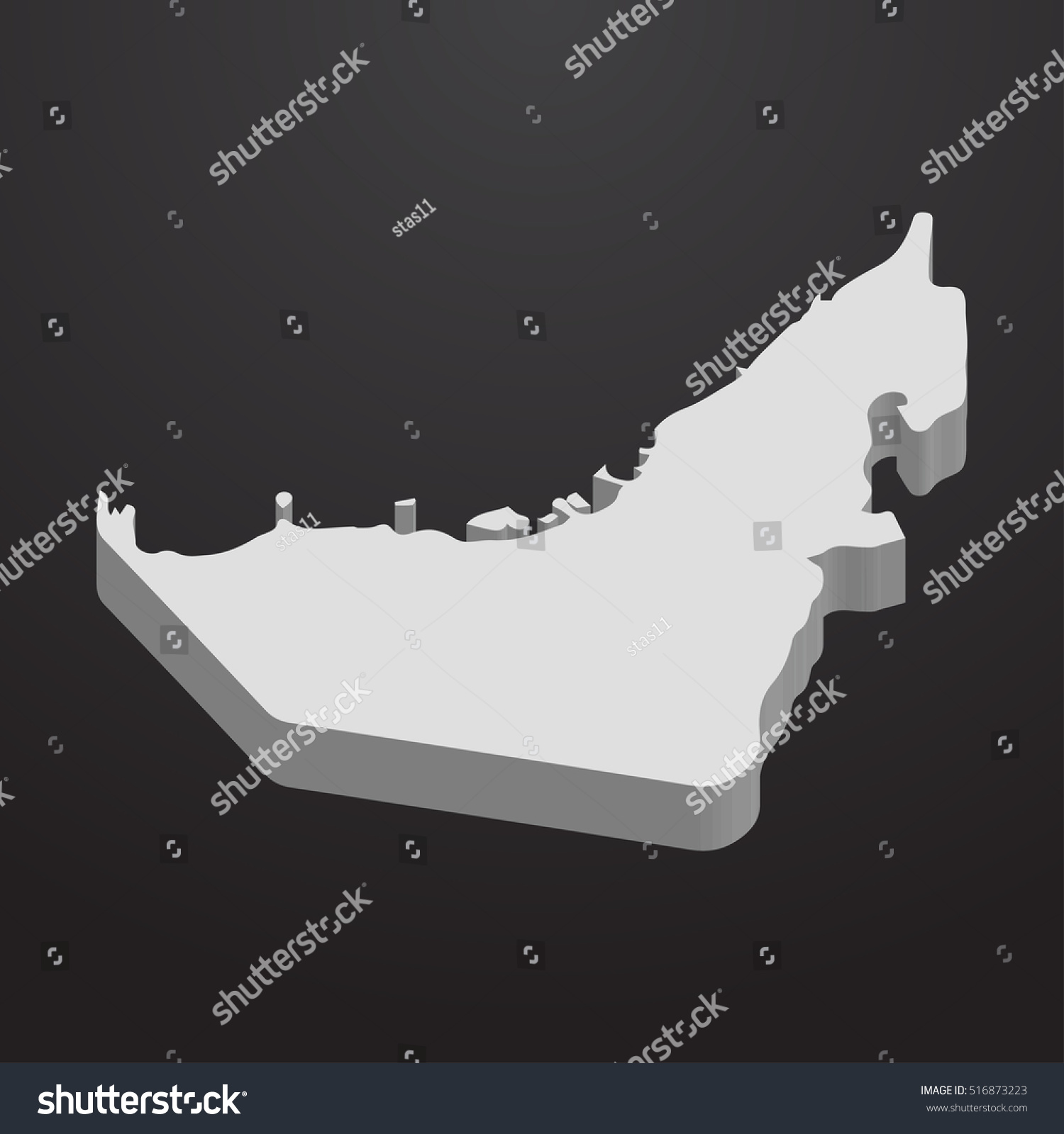 Uae Map Gray On Black Background Stock Vector (Royalty Free) 516873223 ...