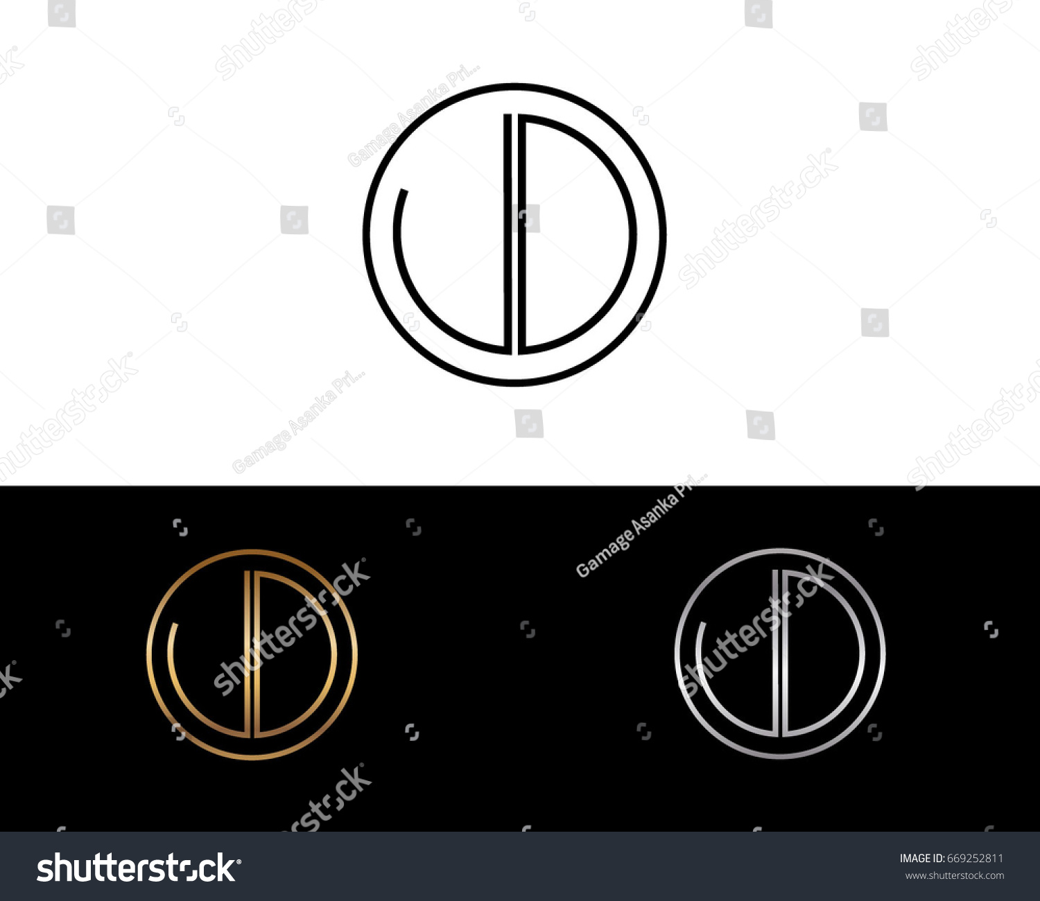 Ud Round Circle Shape Initial Letter Stock Vector (Royalty Free ...