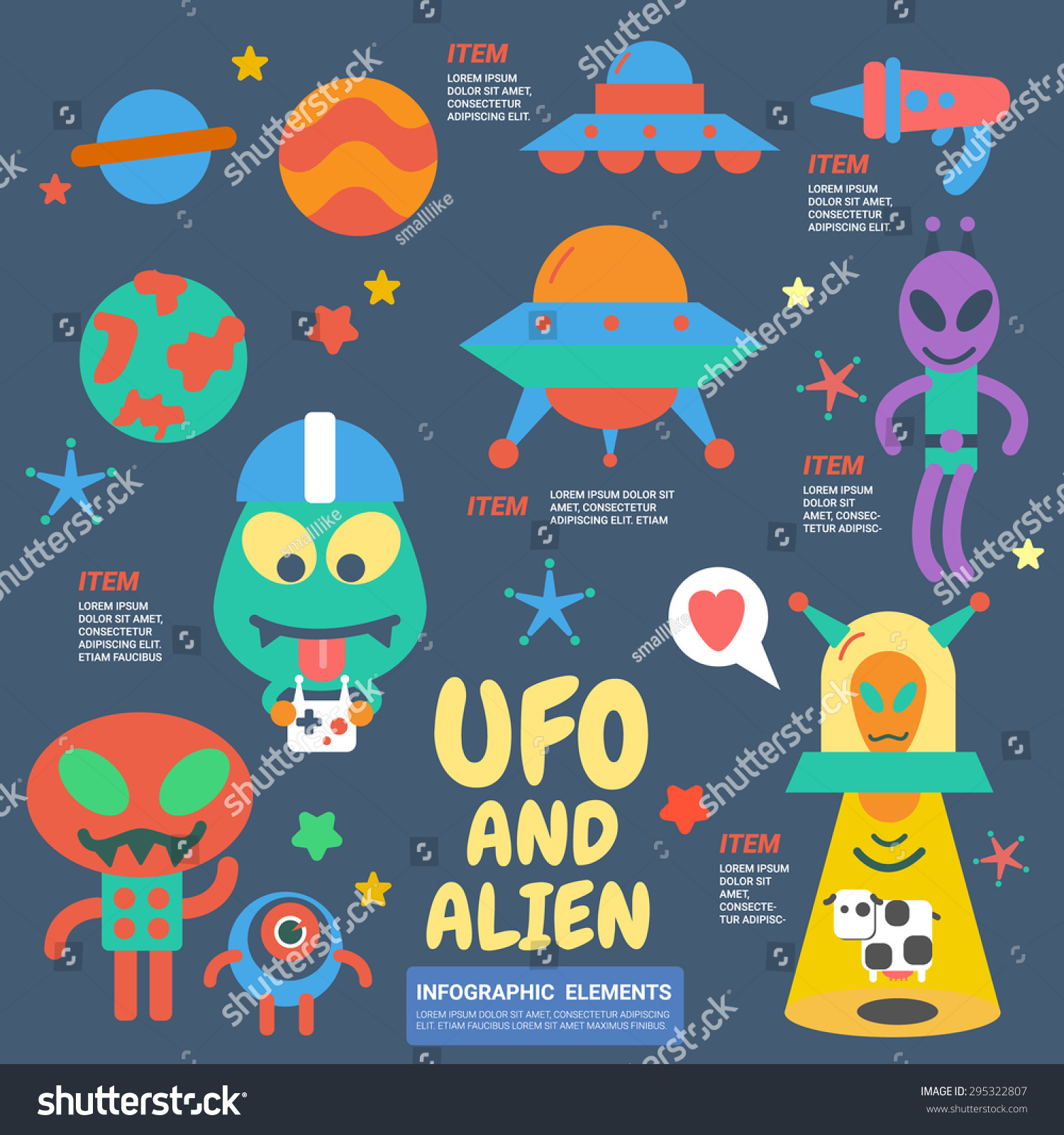 Ufo Alien Infographics Stock Vector (Royalty Free) 295322807