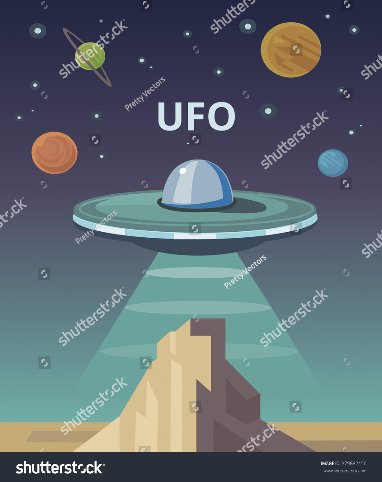 Ufo Vector Flat Cartoon Illustration: Stock-Vektorgrafik (Lizenzfrei ...