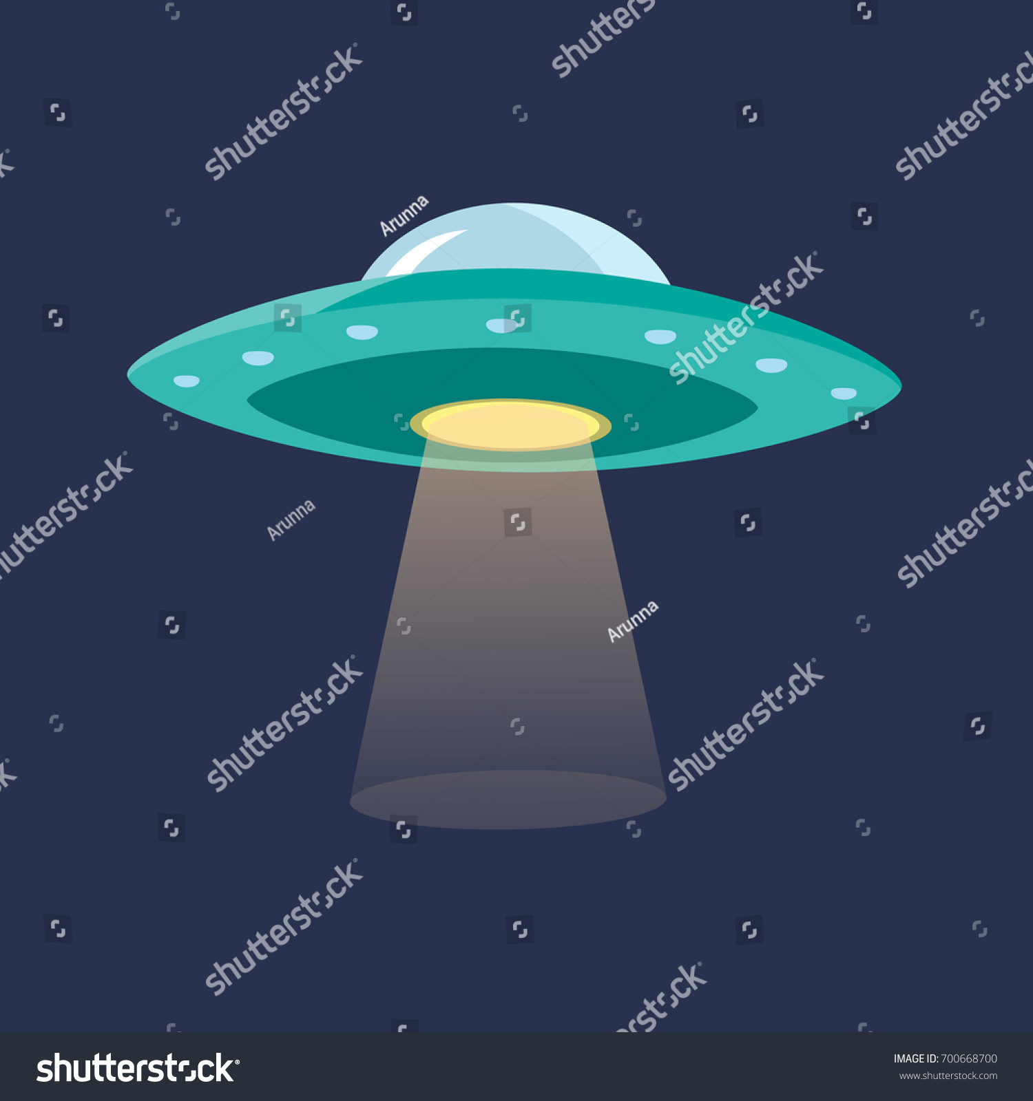 Ufo Light Beam Dark Background Flat Stock Vector (Royalty Free ...