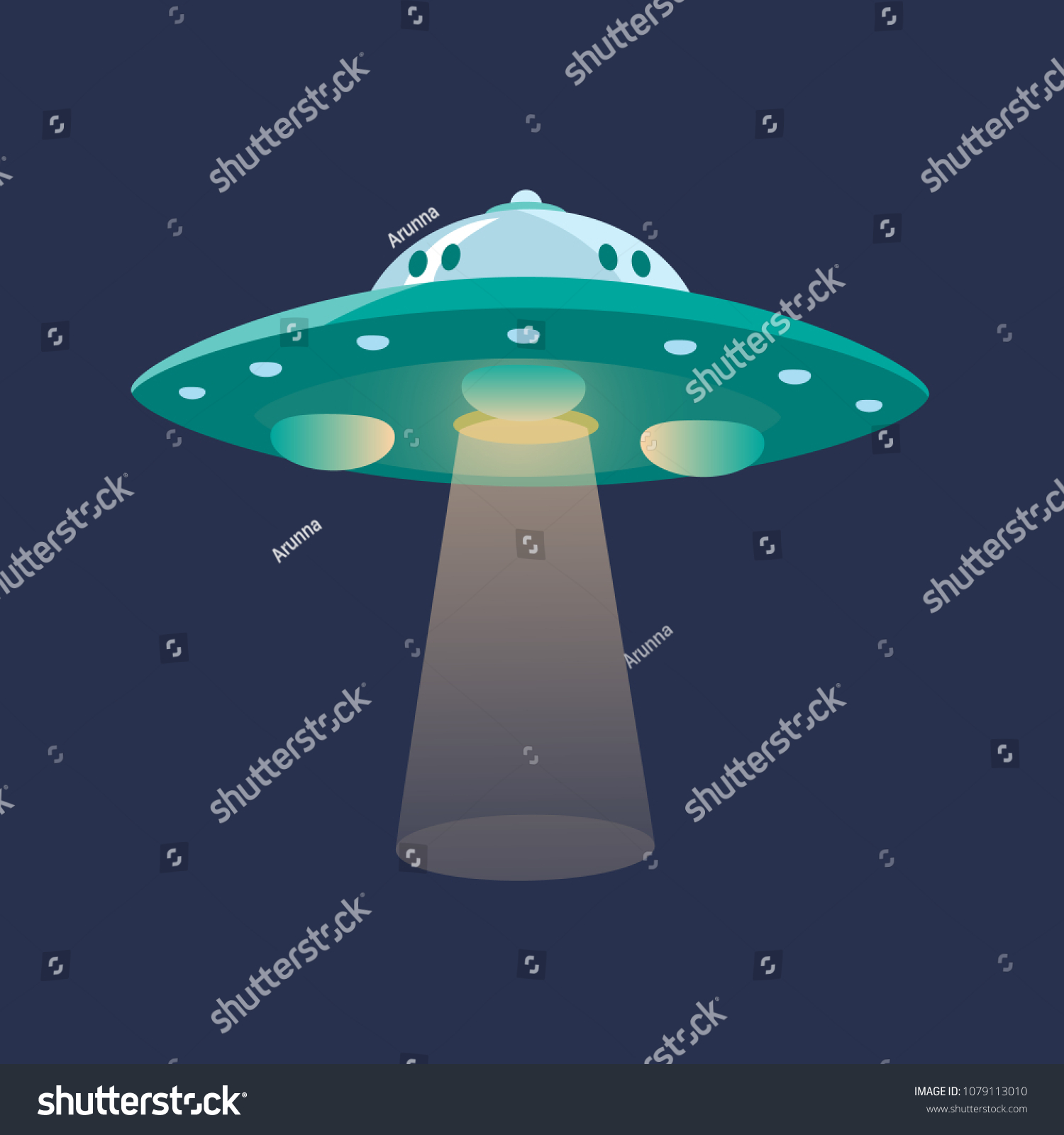 Ufo Light Cartoon Flat Design Stock Vector (Royalty Free) 1079113010