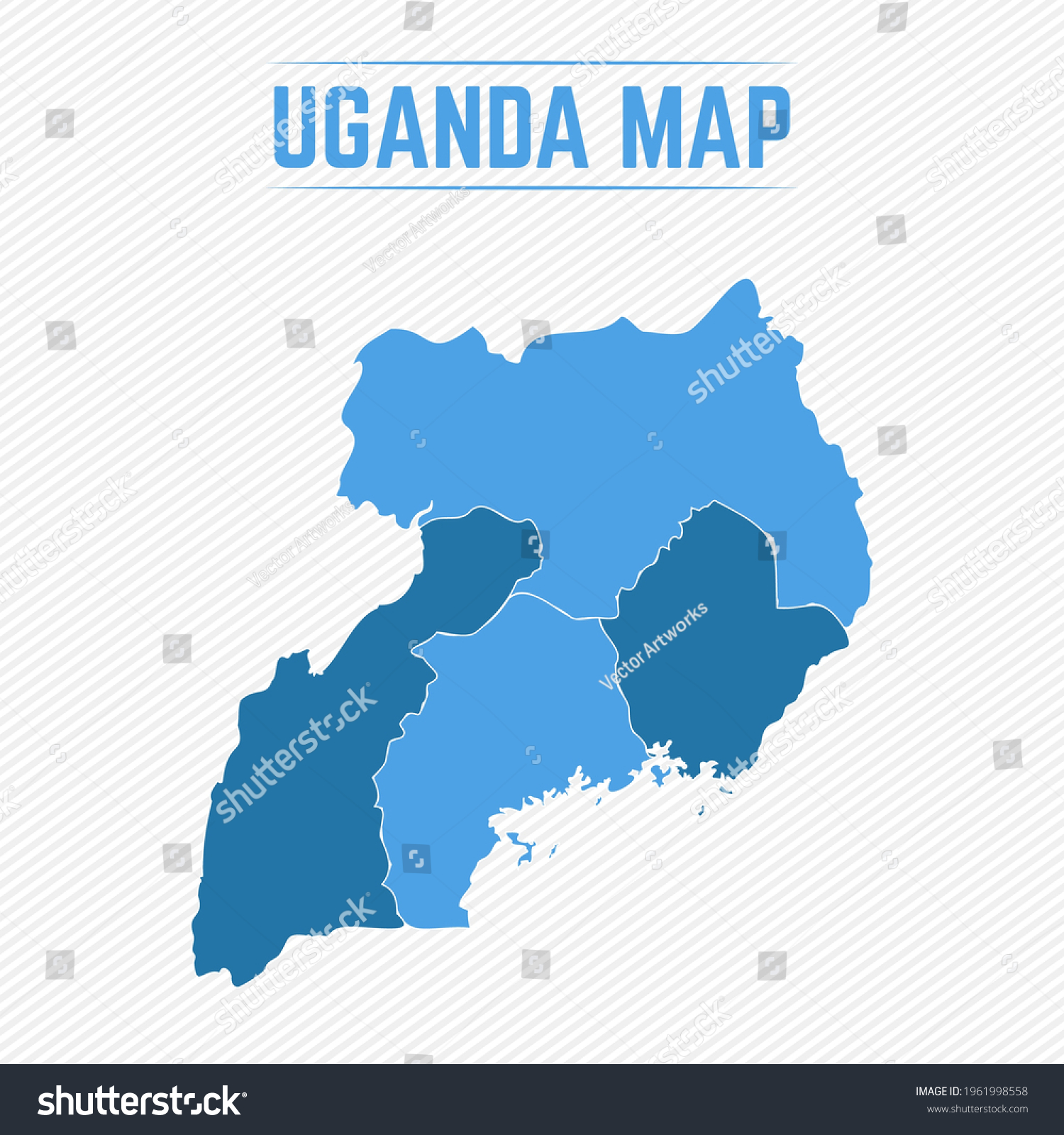 Uganda Detailed Map Regions Stock Vector (Royalty Free) 1961998558