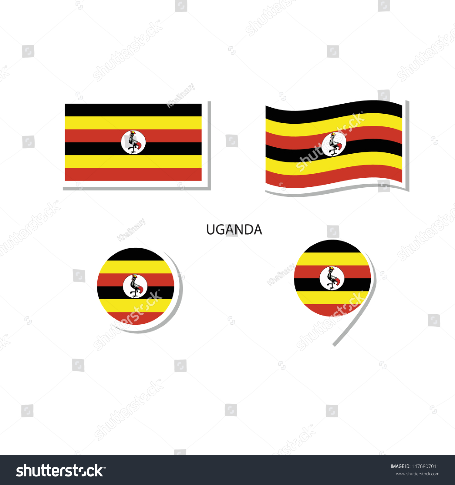 Uganda Flag Logo Icon Set Rectangle Stock Vector (Royalty Free ...