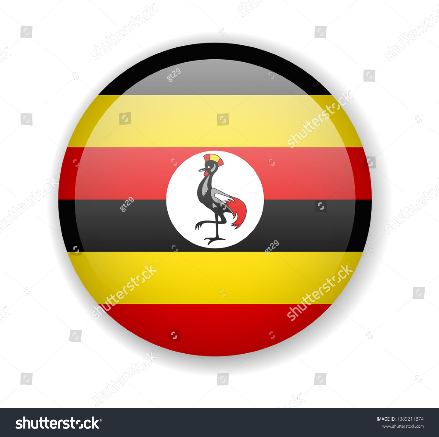 Uganda Flag Round Bright Icon Vector Stock Vector (Royalty Free ...