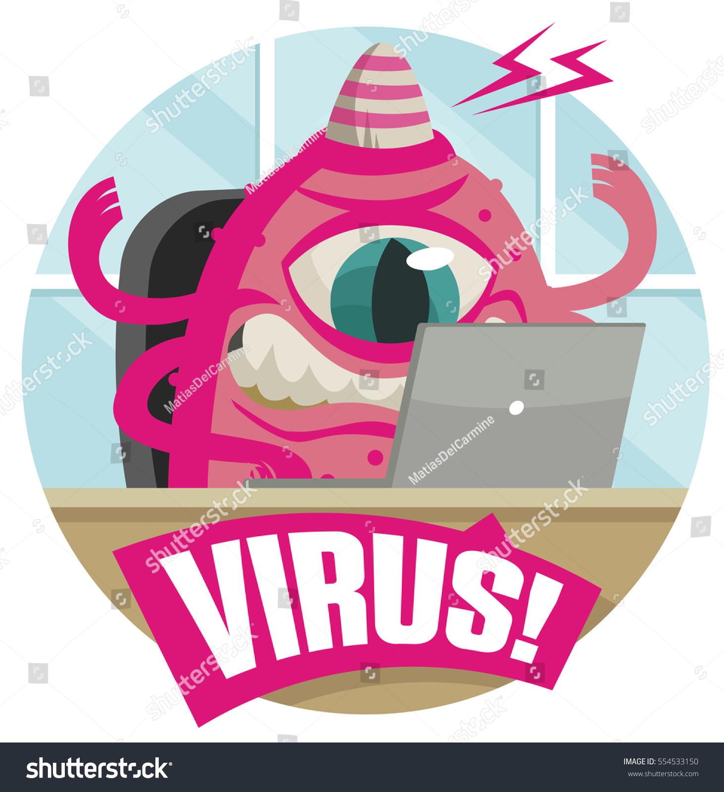 Ugly Cyclops Computer Virus Monster Stock Vector (Royalty Free ...