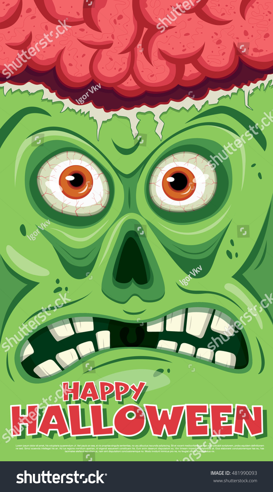 Ugly Face Open Brain Vector Illustration: vector de stock (libre de ...