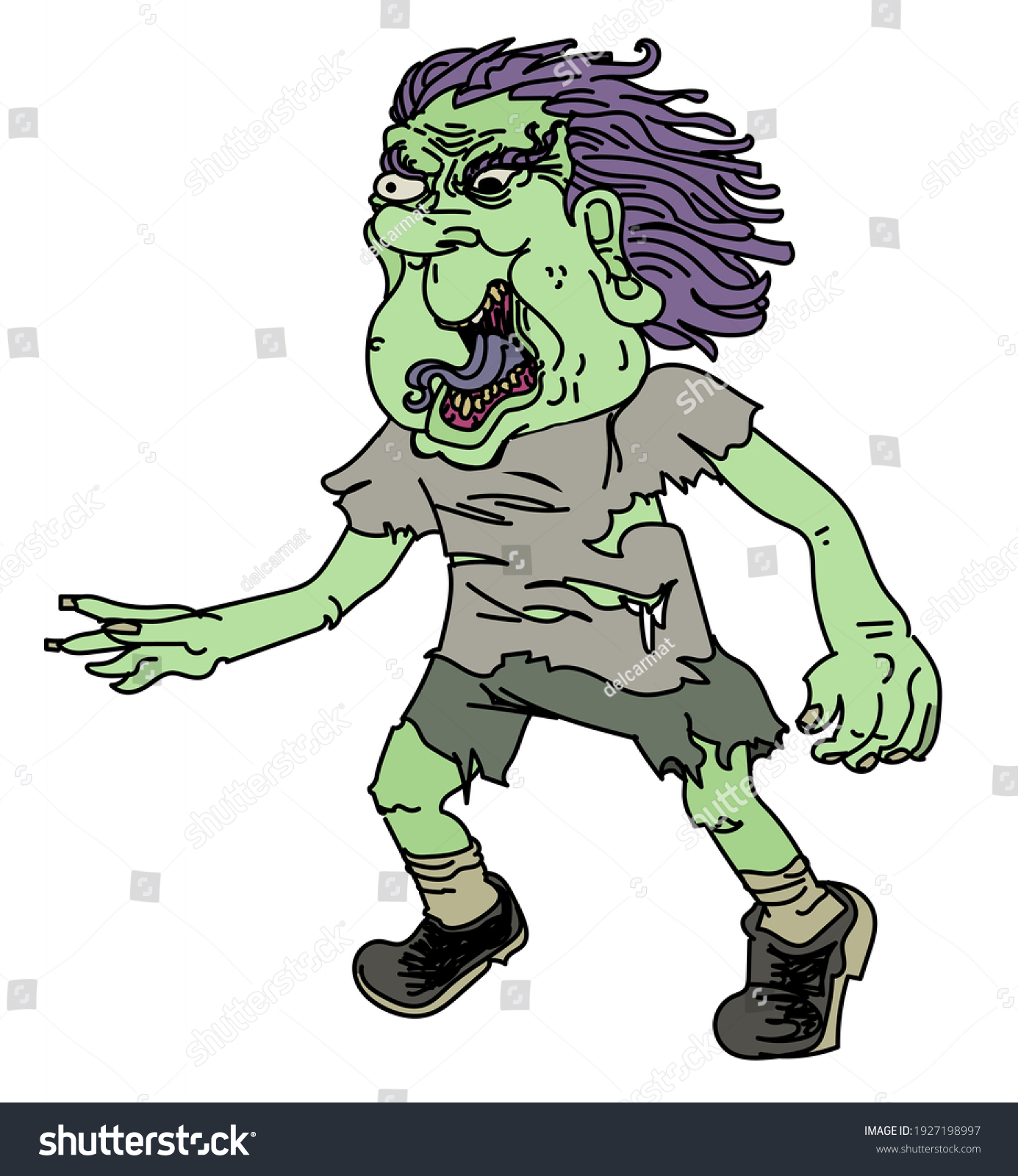 Ugly Tiny Zombie Undead Monster Stock Vector (Royalty Free) 1927198997