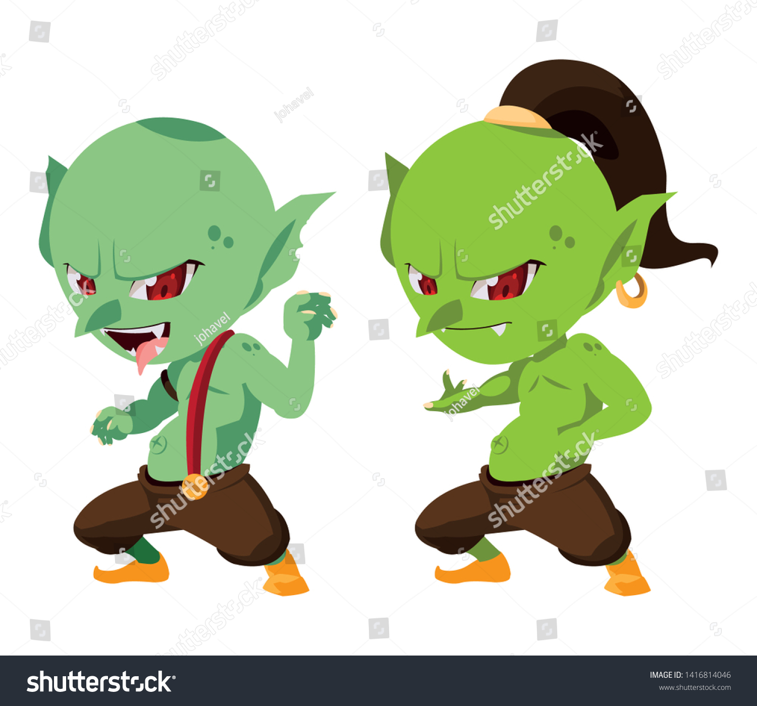 Ugly Trolls Magic Characters Vector Ilustration Stock Vector (Royalty ...