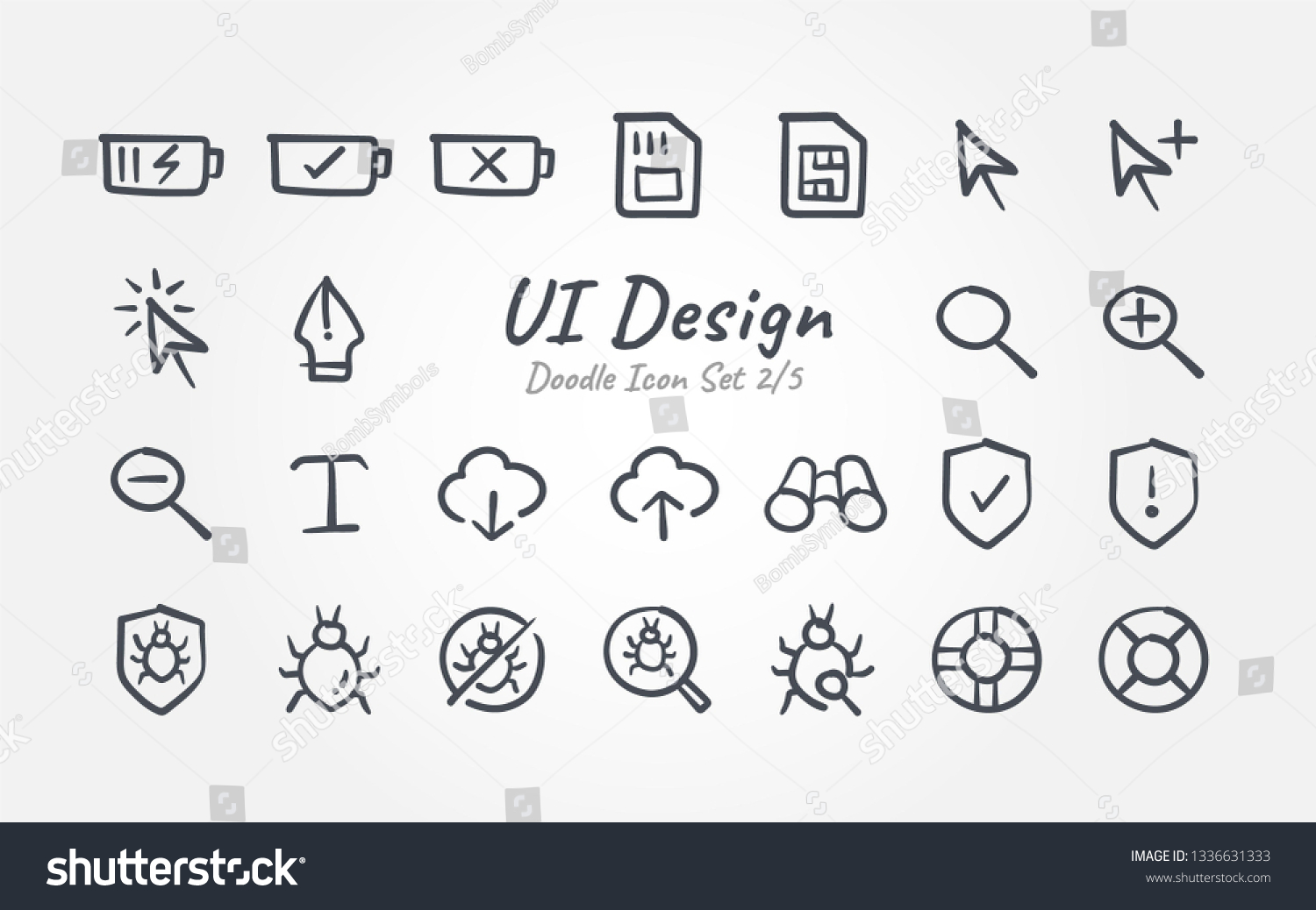 Ui Design Doodle Icon Set 2 Stock Vector (Royalty Free) 1336631333 ...