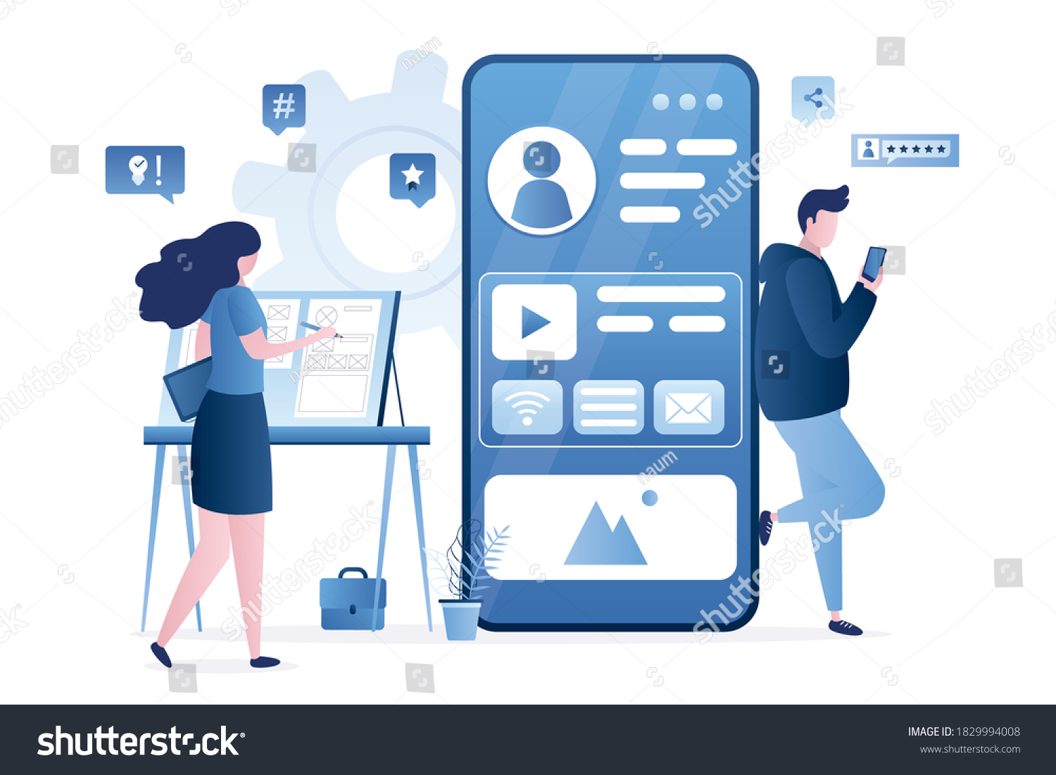 Ui Designer Creates Structure Information Blocks Stock Vector Royalty Free 1829994008
