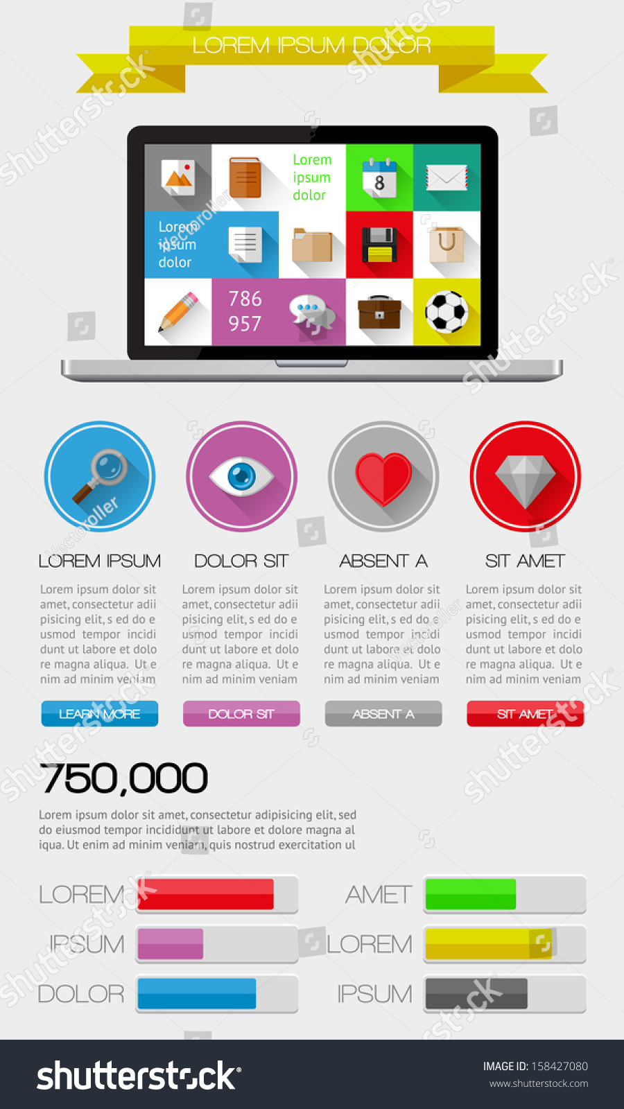 Ui Infographics Web Elements Including Flat: เวกเตอร์สต็อก (ปลอดค่าลิขสิทธิ์) 158427080 ...