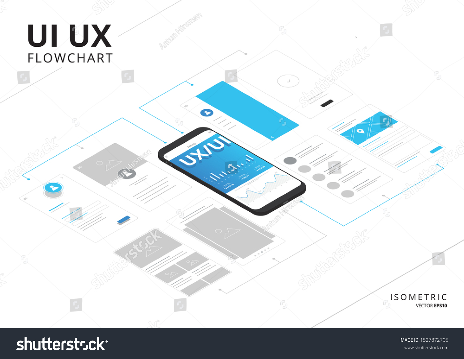 Vektor Stok Ui Ux Flowchart Isometric Design Vector (Tanpa Royalti ...