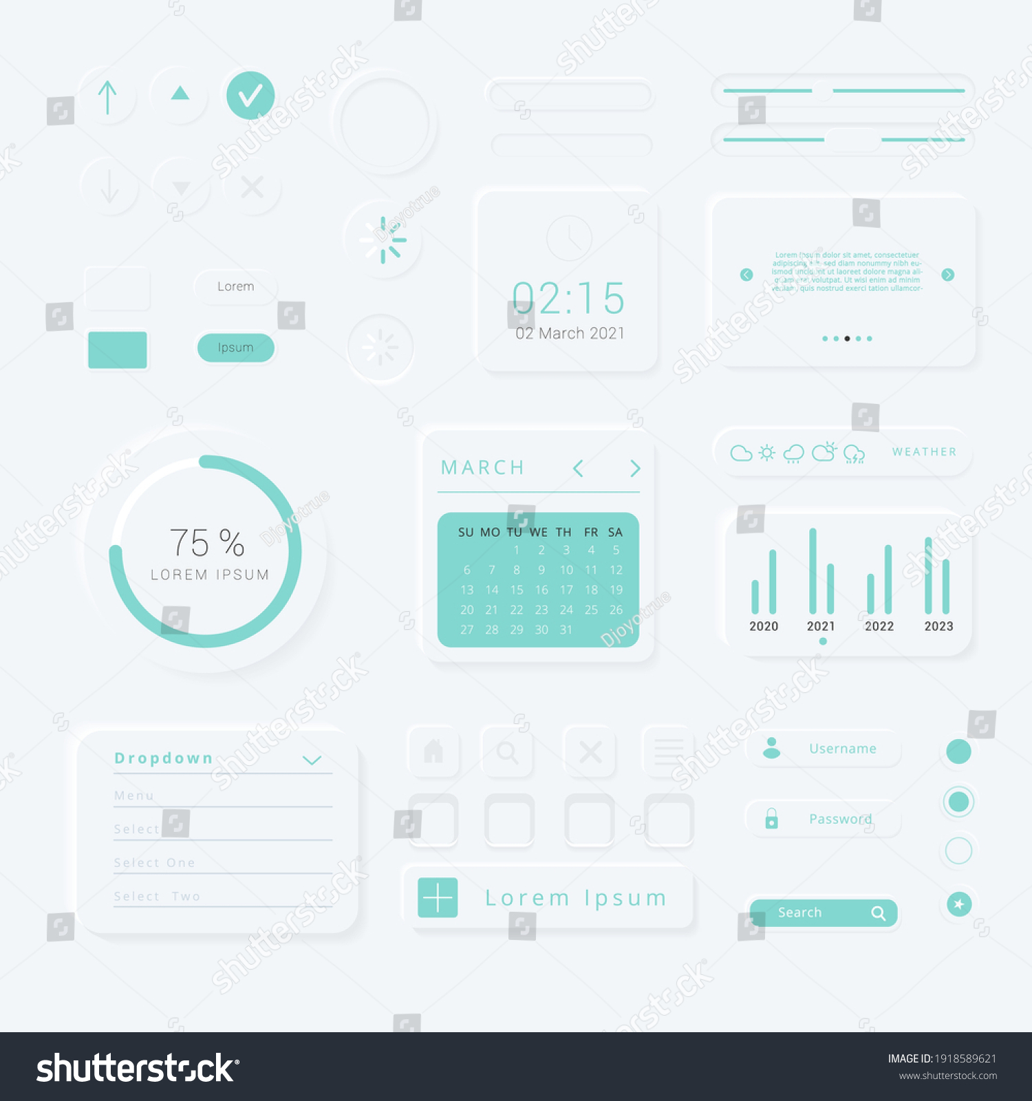 Ui Ux Neumorphism Element Interface Design Stock Vector (Royalty Free ...