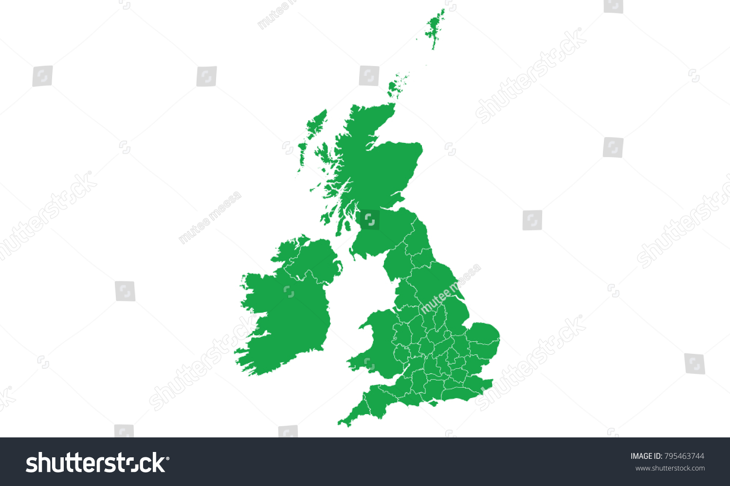 Uk Counties Map Green Color: Vector có sẵn (miễn phí bản quyền ...