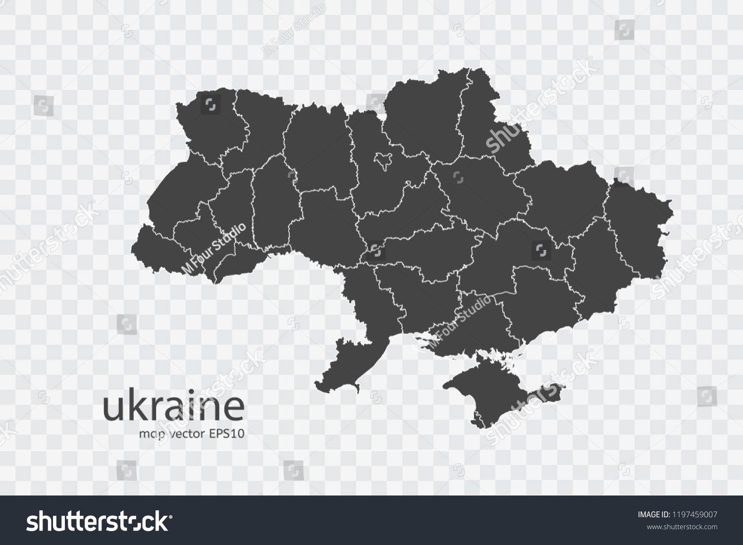 Vektor Stok Ukraine Map Vector Isolated On Transparent (Tanpa Royalti ...