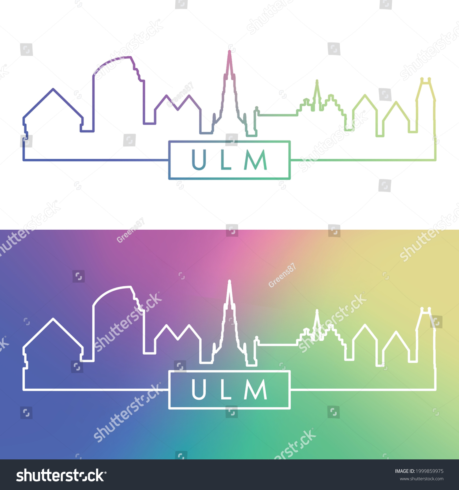 Ulm Skyline Color Linear Style Editable Stock Vector (Royalty Free ...