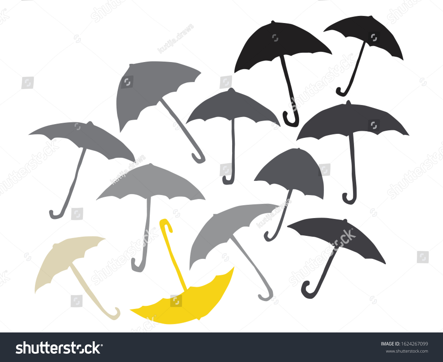 Umbrella Hand Drawn Silhouette Vector Illustration Vector De Stock